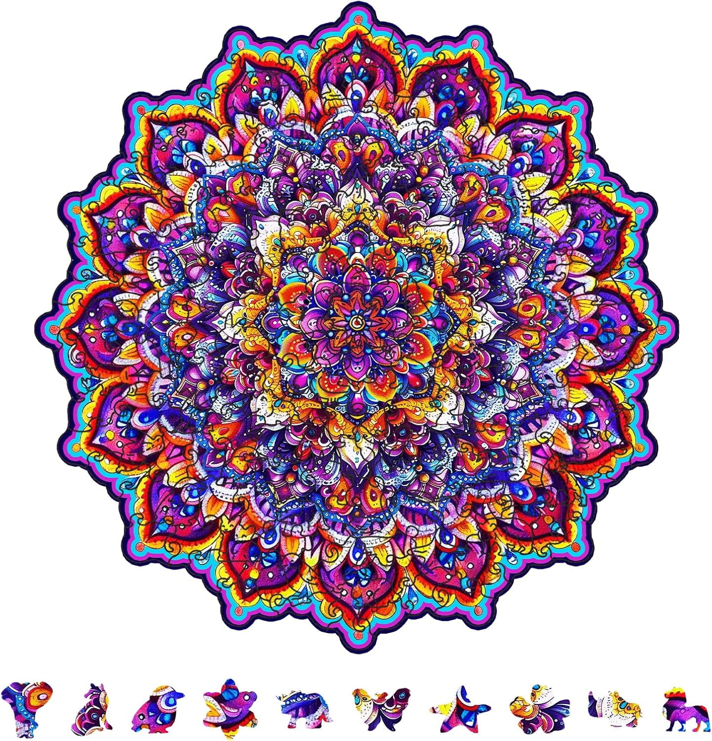 200Pcs Kaleidoscope Flower Wooden Jigsaw Puzzles for Adults 28x28cm ...