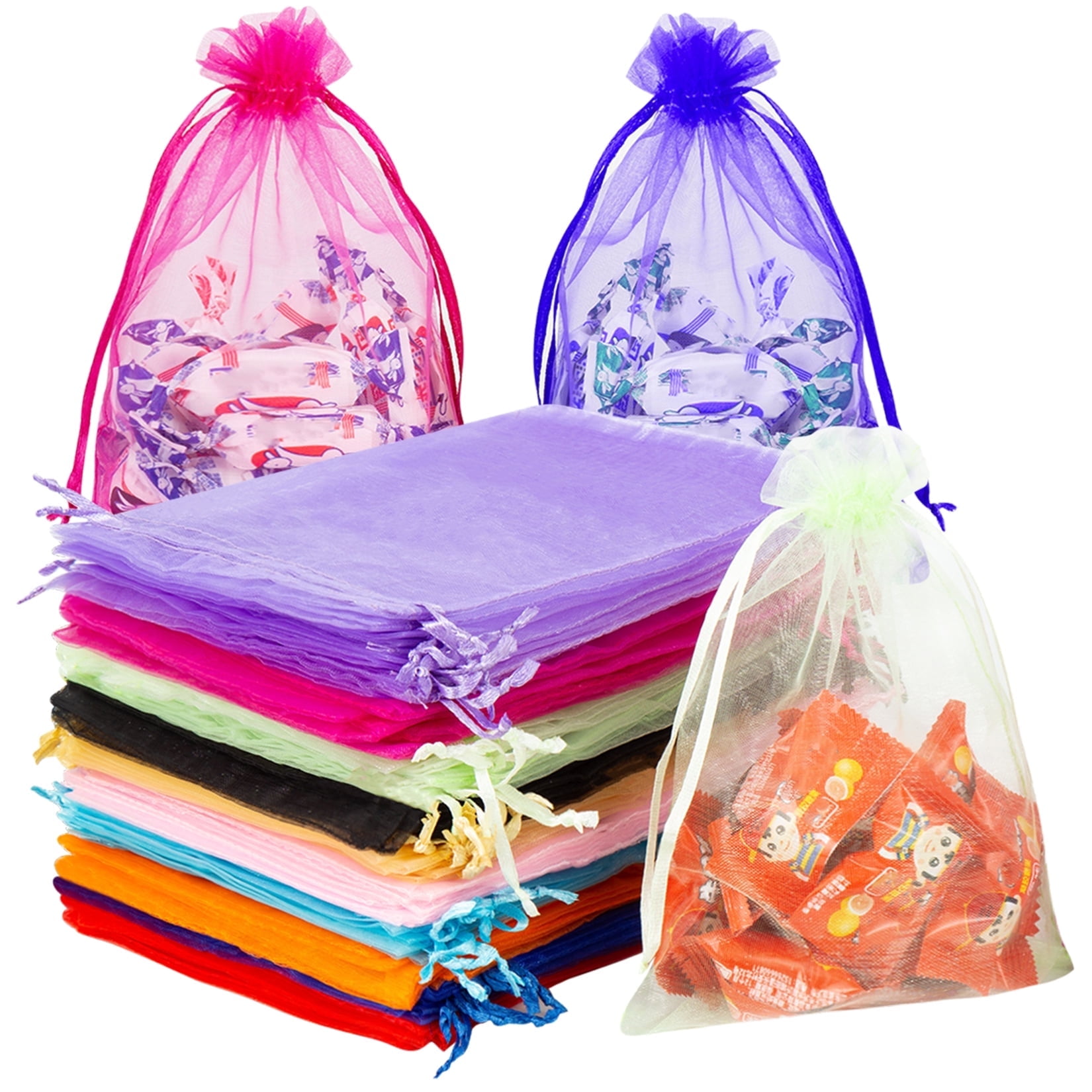 200Pcs Large Drawstring Organza Bags Decoration Festival Wedding Party ...