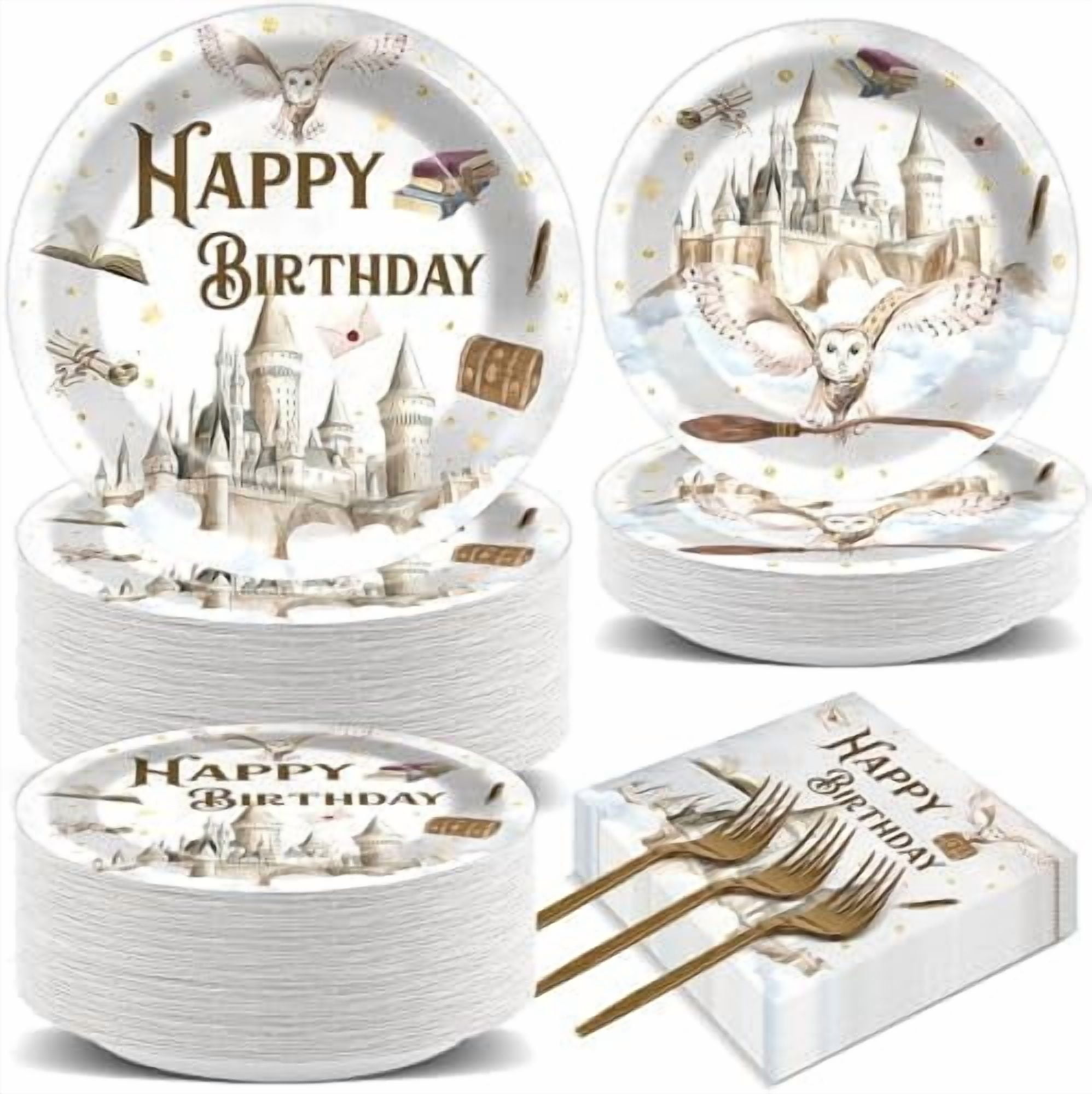 200Pcs Magical Wizard Birthday Party Supplies Vintage Castle Owl Party ...