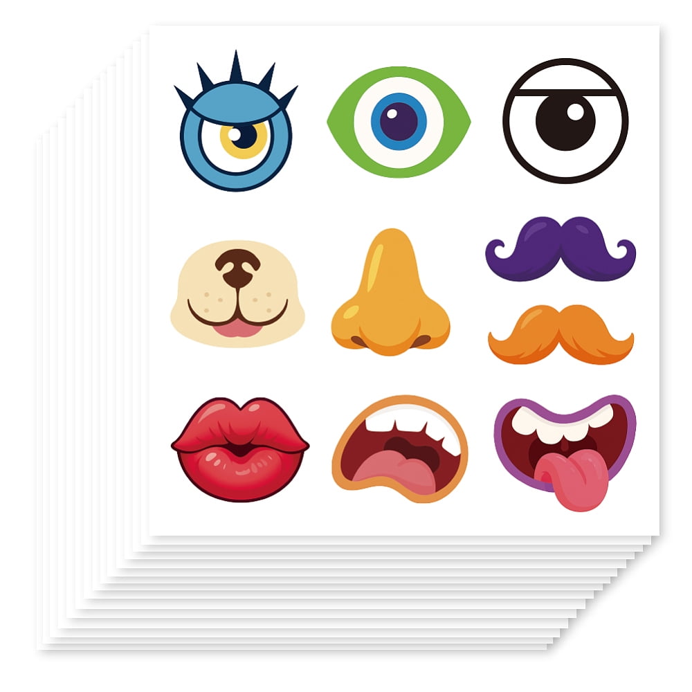 200Pcs Make a Face Stickers Cartoon Eye Nose Mouth Beard Stickers ...