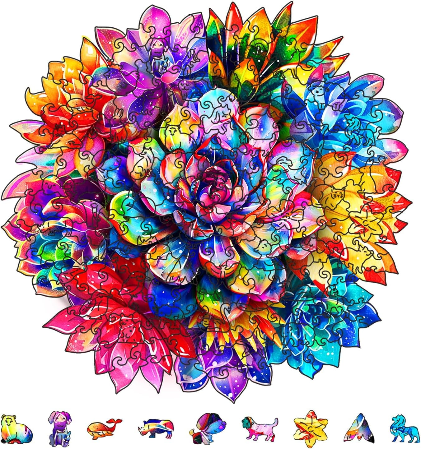 200Pcs Mandala Flower Wooden Jigsaw Puzzles for Adults 28x28cm Wood ...