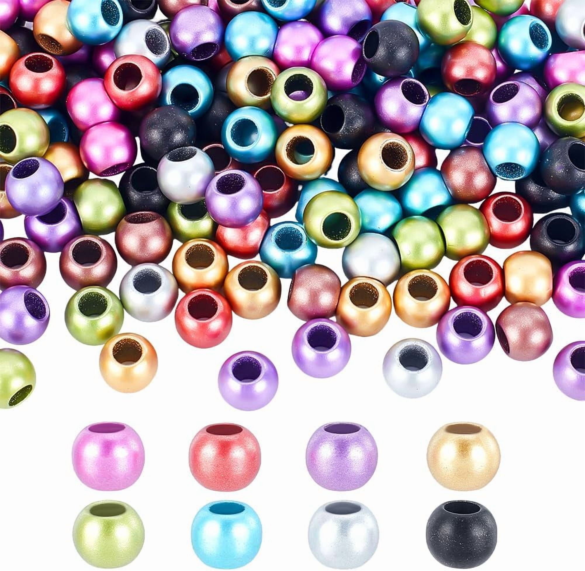 200Pcs Matte Metallic Acrylic Beads 12mm Random Color European Beads ...