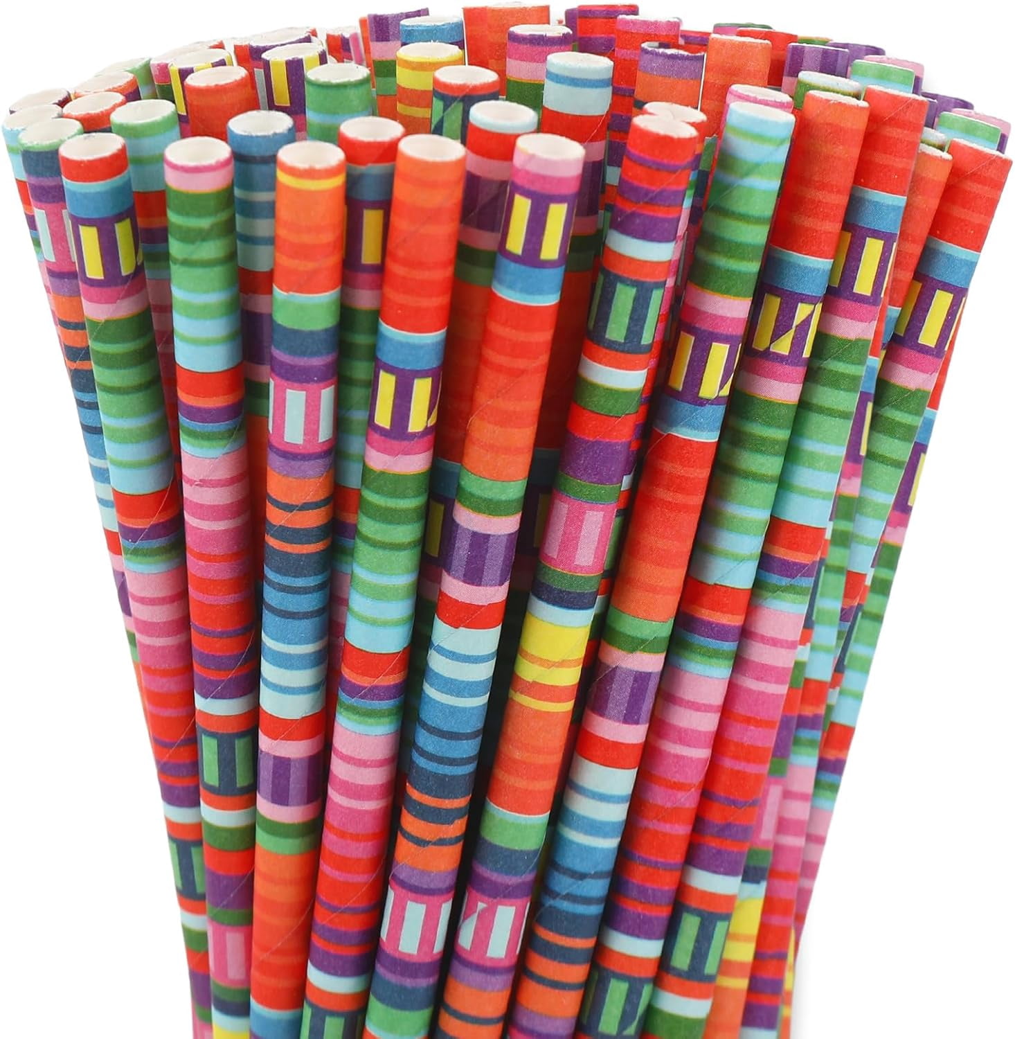 200Pcs Mexican Fiesta Paper Straws Colorful Mexican Party Drinking ...