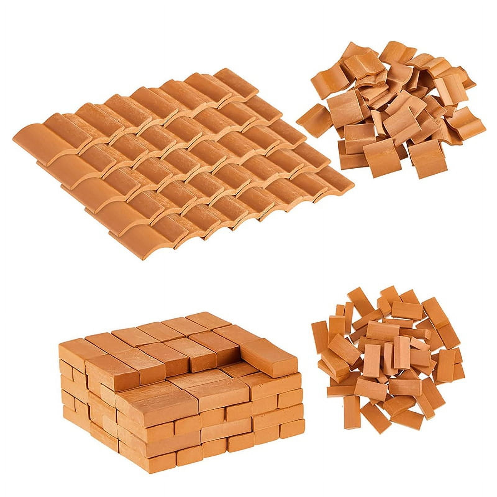 200Pcs Mini Bricks&Roof Tiles Model Building Set Fake Red Bricks ...