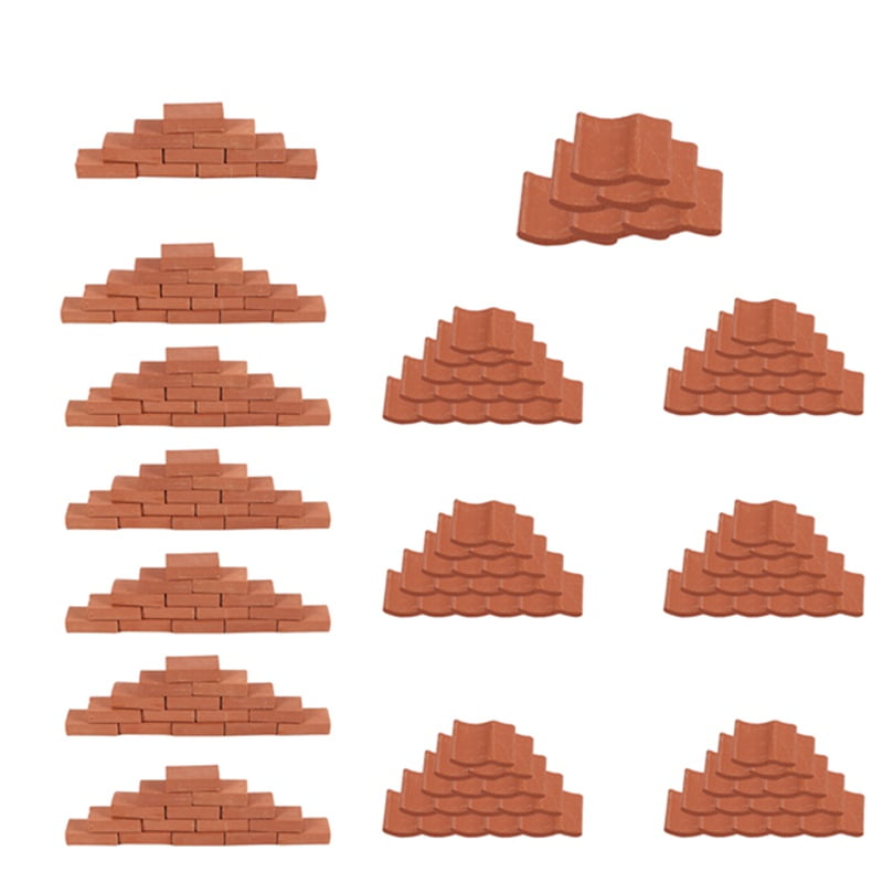 200Pcs Mini Bricks&Roof Tiles Model Building Set Fake Red Bricks ...