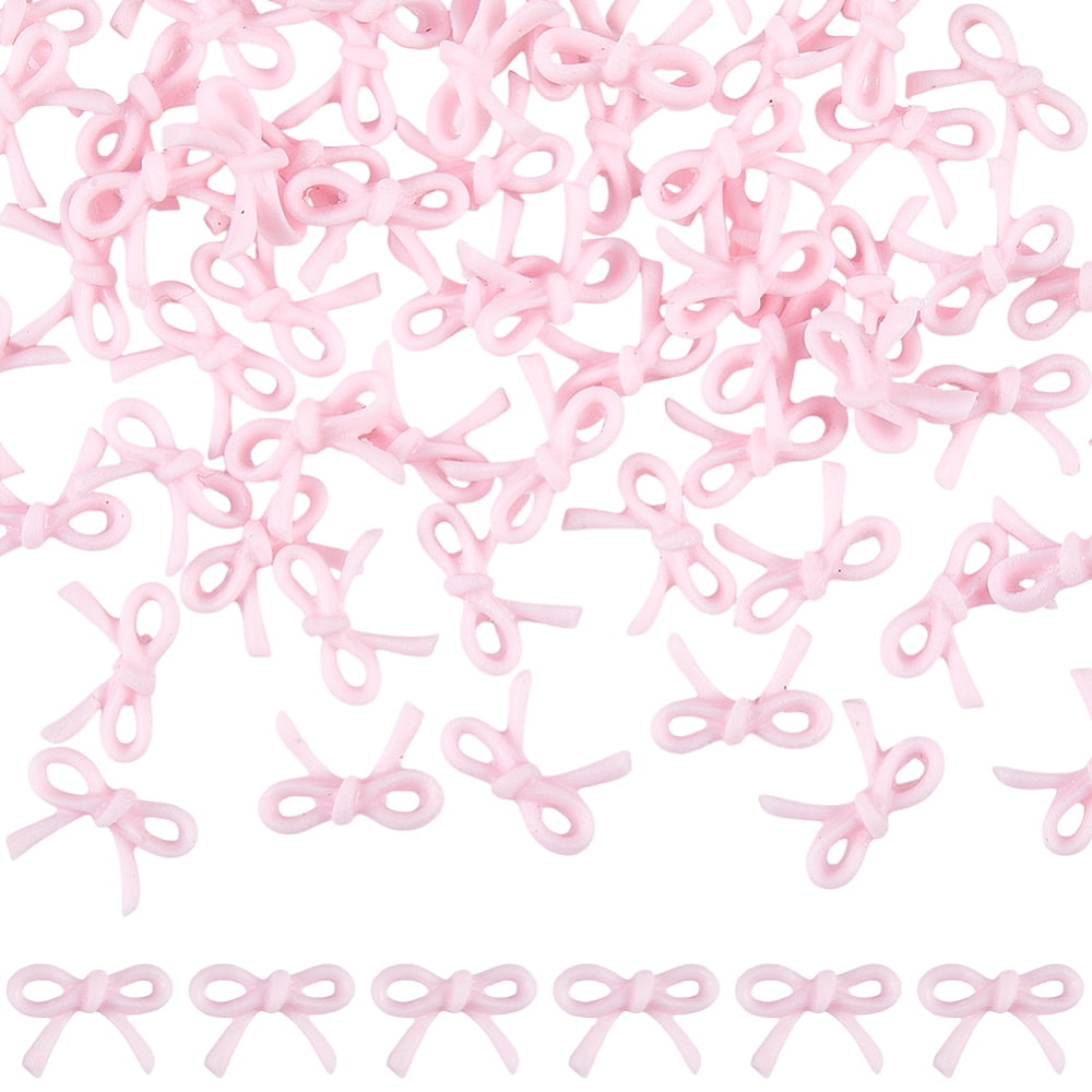 200Pcs Mini Nail Charm Bows 3D Decoration Resin Pink Cute French Ribbon ...