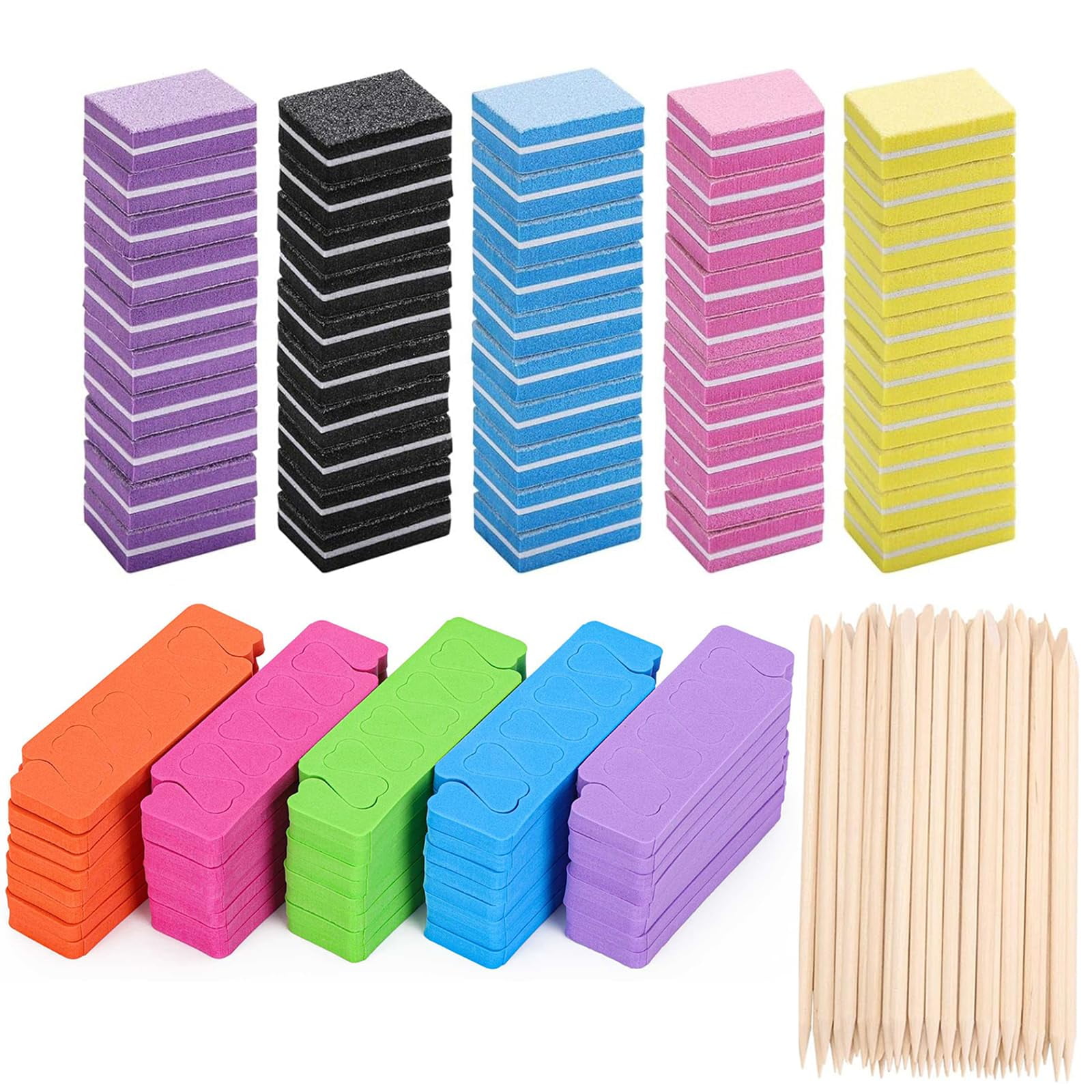 200Pcs Nail Buffer Set- 50 Mini 100/180 Professional Salon Buffing ...