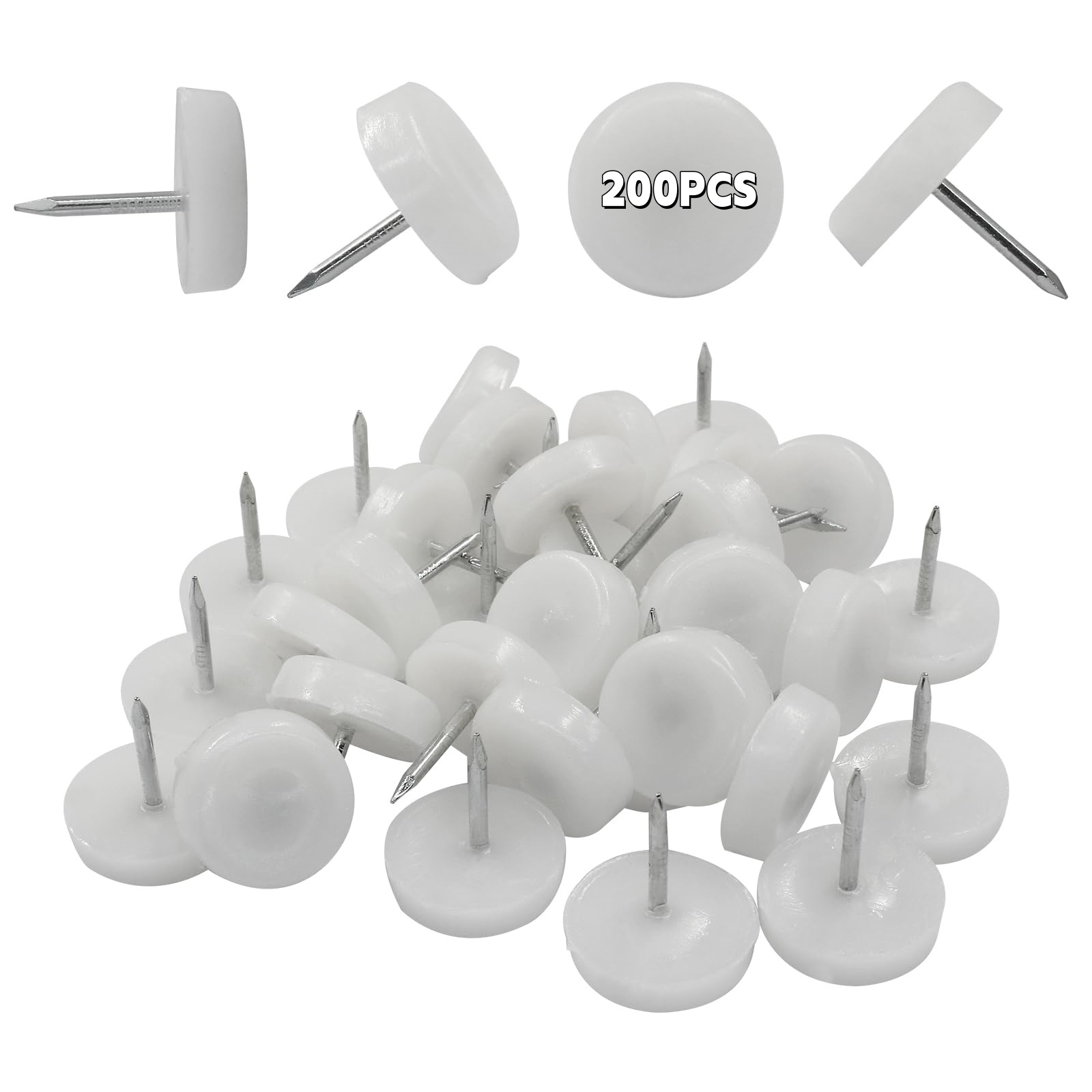200Pcs Nail in Furniture Glides, 18mm Plastic Table Leg Protectors ...