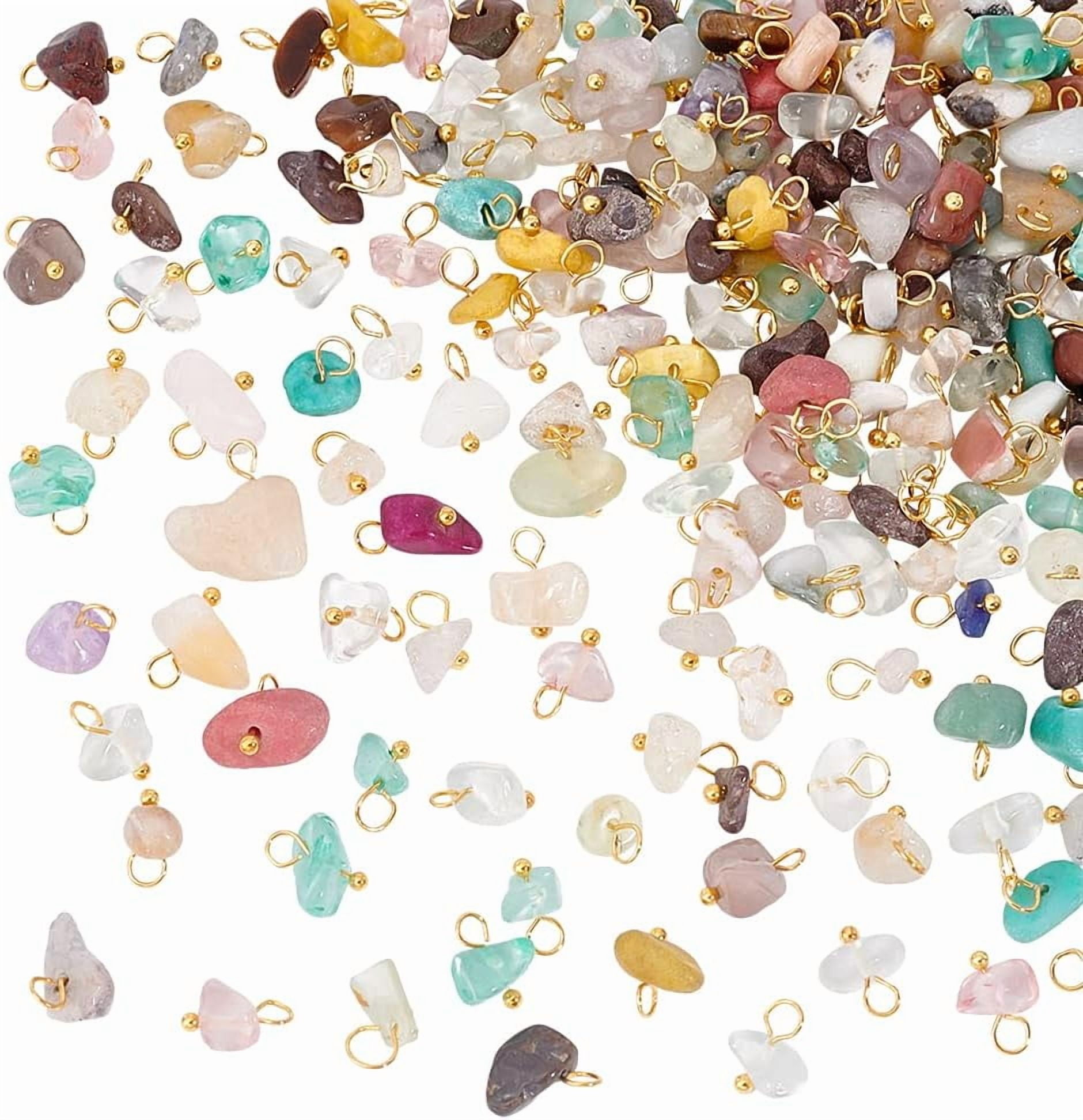 200Pcs Natural Mixed Stones Chrams 8-10mm Agate Stones Charms with ...