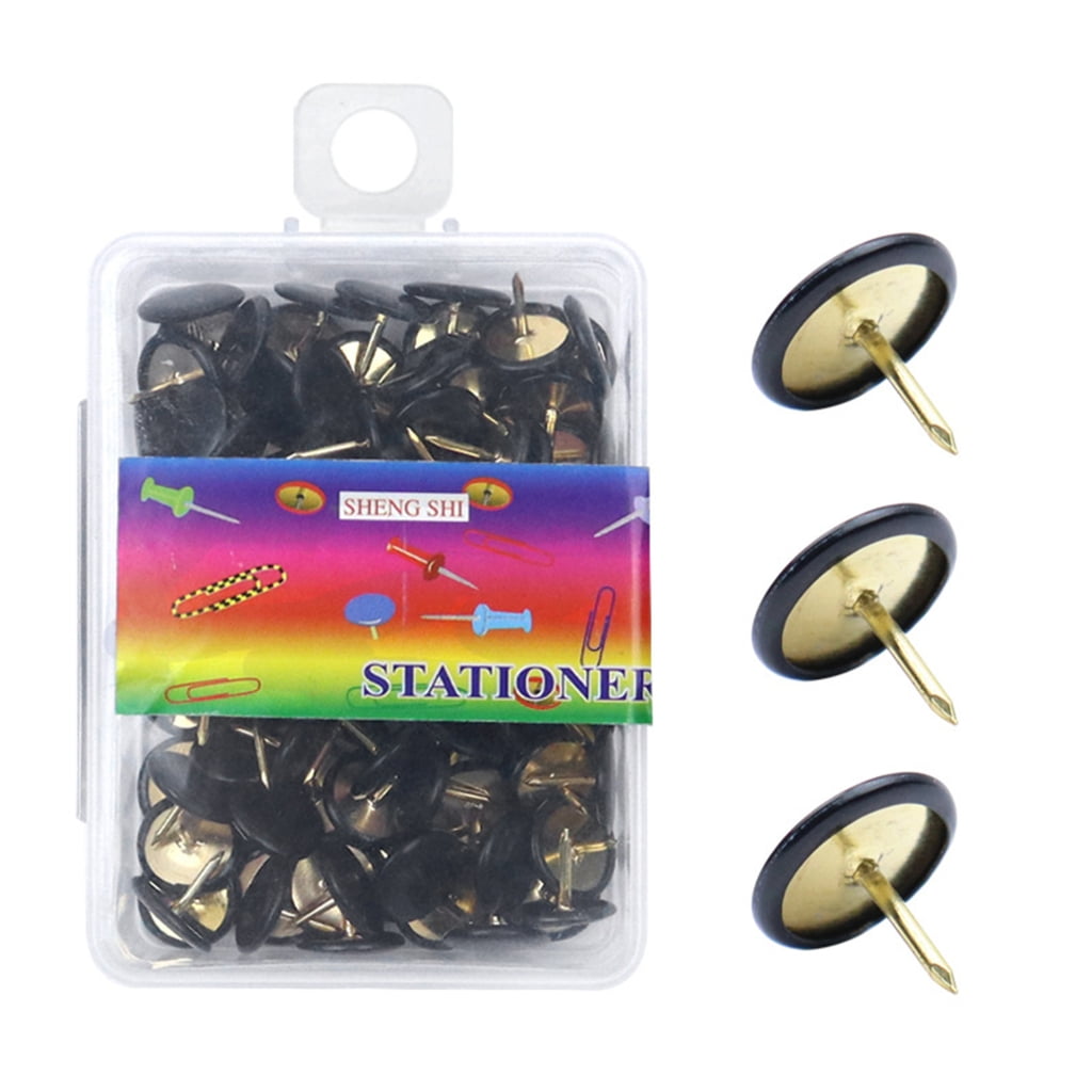 200Pcs Nickel Plated Push Pins Metal Thumbtacks Flat Head Push Pins ...
