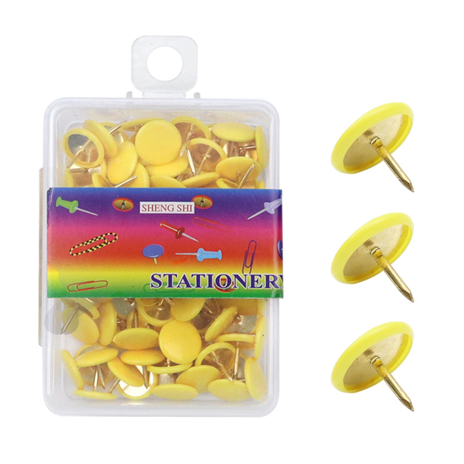 200Pcs Nickel Plated Push Pins Metal Thumbtacks Flat Head Push Pins ...