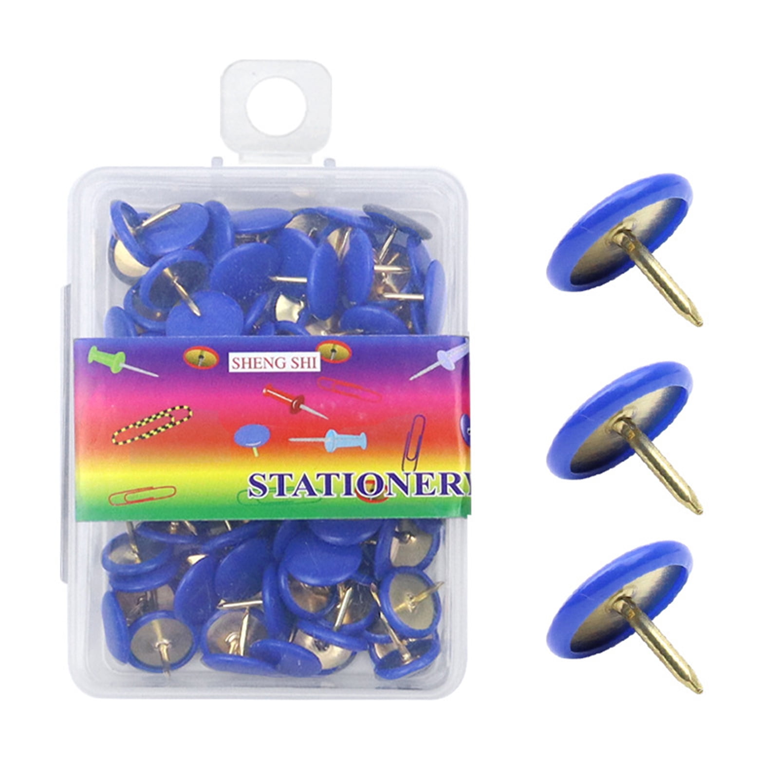 200Pcs Nickel Plated Push Pins Metal Thumbtacks Flat Head Push Pins ...