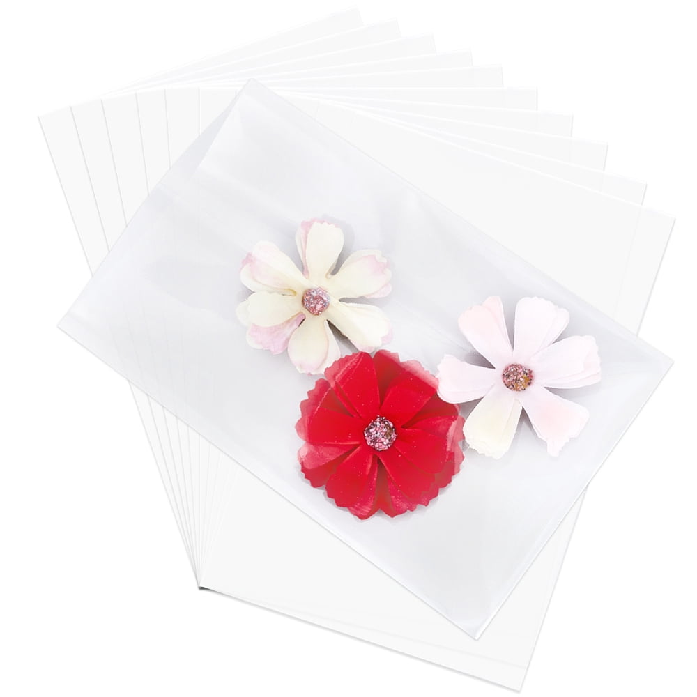 200Pcs OPP Cellophane Bags Rectangle Clear 15x10cm Unilateral Thickness ...