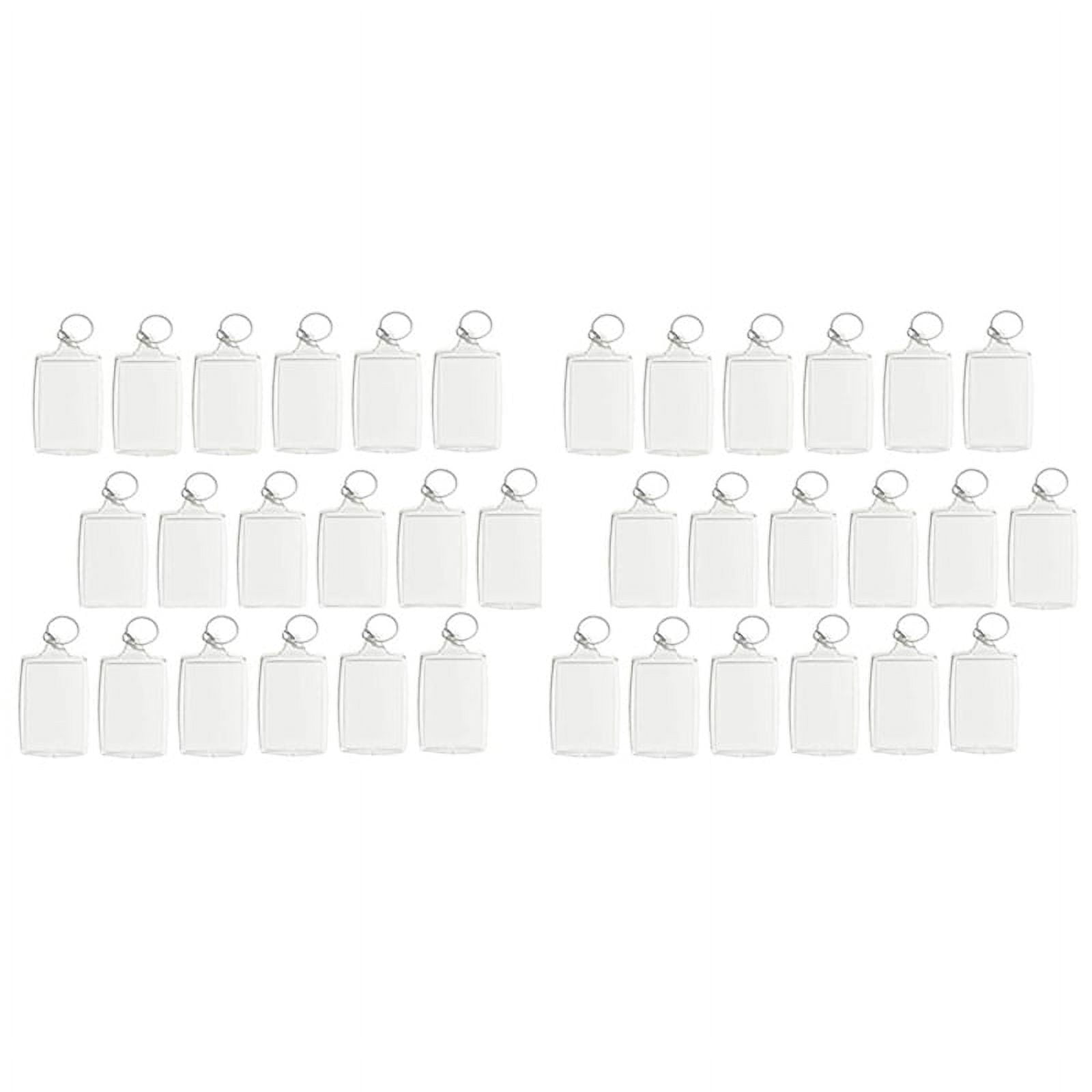 200Pcs Photo Keychain Rectangle Transparent Blank Acrylic Insert Photo Picture Frame Keyring Key ...