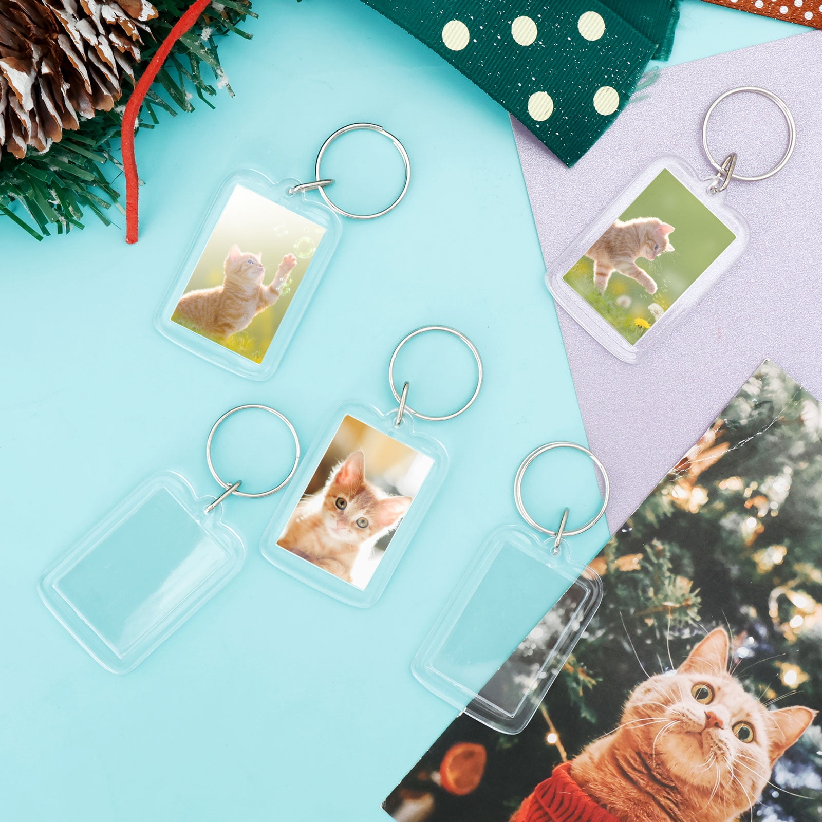 200Pcs Photo Picture Keychain Portable Photo Insert Keyrings Easy to ...