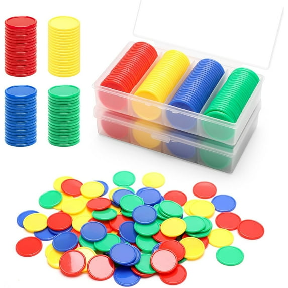 200Pcs Plastic Learning Counters with Storage Box, 4 Colors Bingo Chips ...