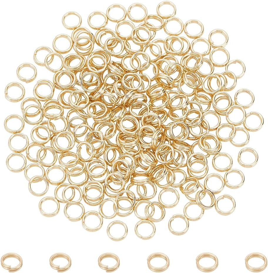 200Pcs Rack Plating Brass Split Rings Double Loops Jump Rings Real 14K ...