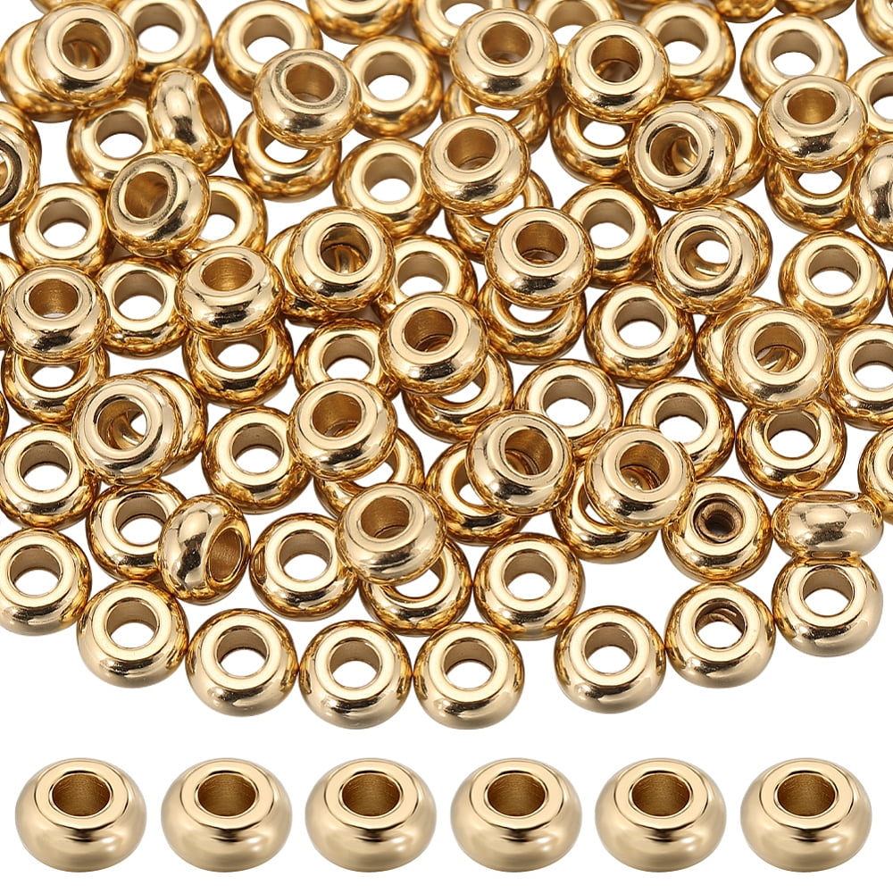 200Pcs Real 18K Gold Plated Stainless Steel Beads 4mm Mini Spacer Beads ...