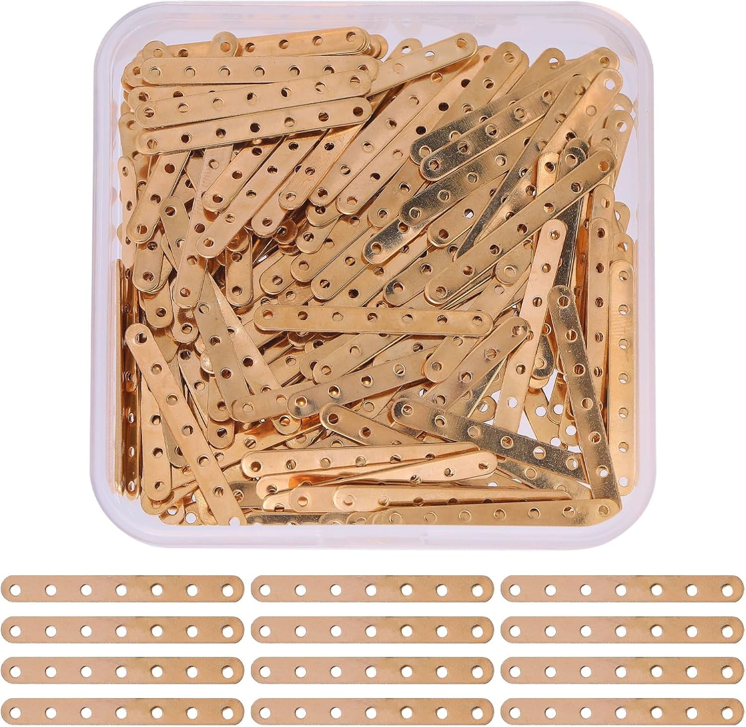 200Pcs Rectangle Spacer Bar Tibetan Antique 7 Holes Light Gold ...