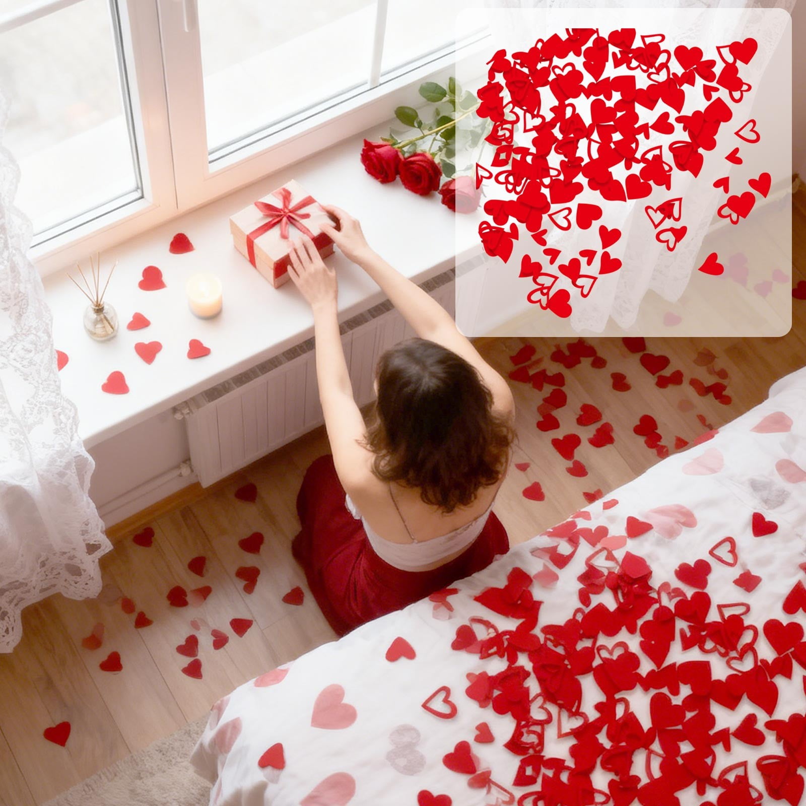200Pcs Red Heart Paper Cutouts, 1.18 Inch 4 Style Bulk Valentines Day ...