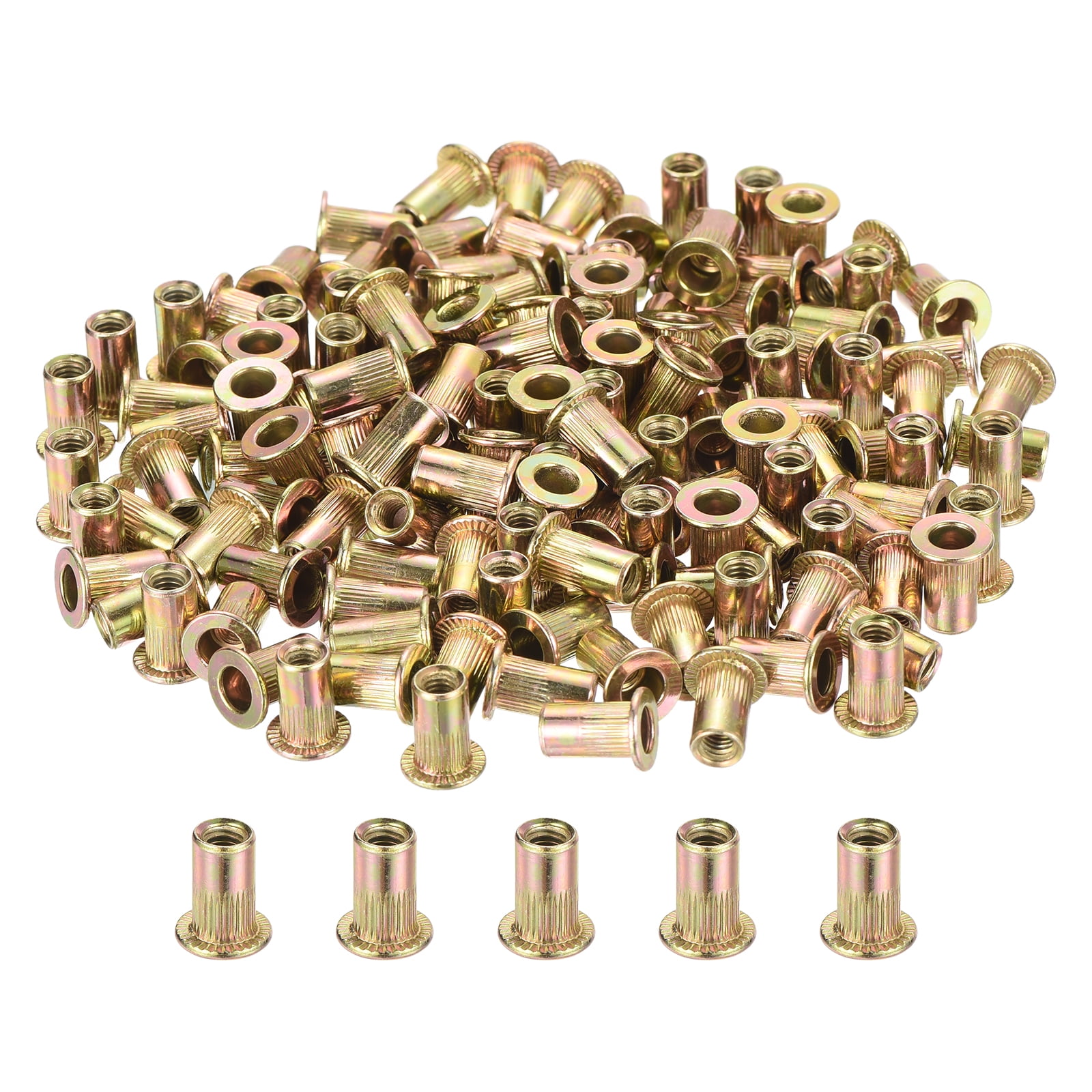 200Pcs Rivet Nuts Flat Head, M4 Carbon Steel Threaded Insert Nuts ...