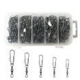 200Pcs Rolling Swivels Barrels Fishhooks Rings High Carbon Steel Snap ...