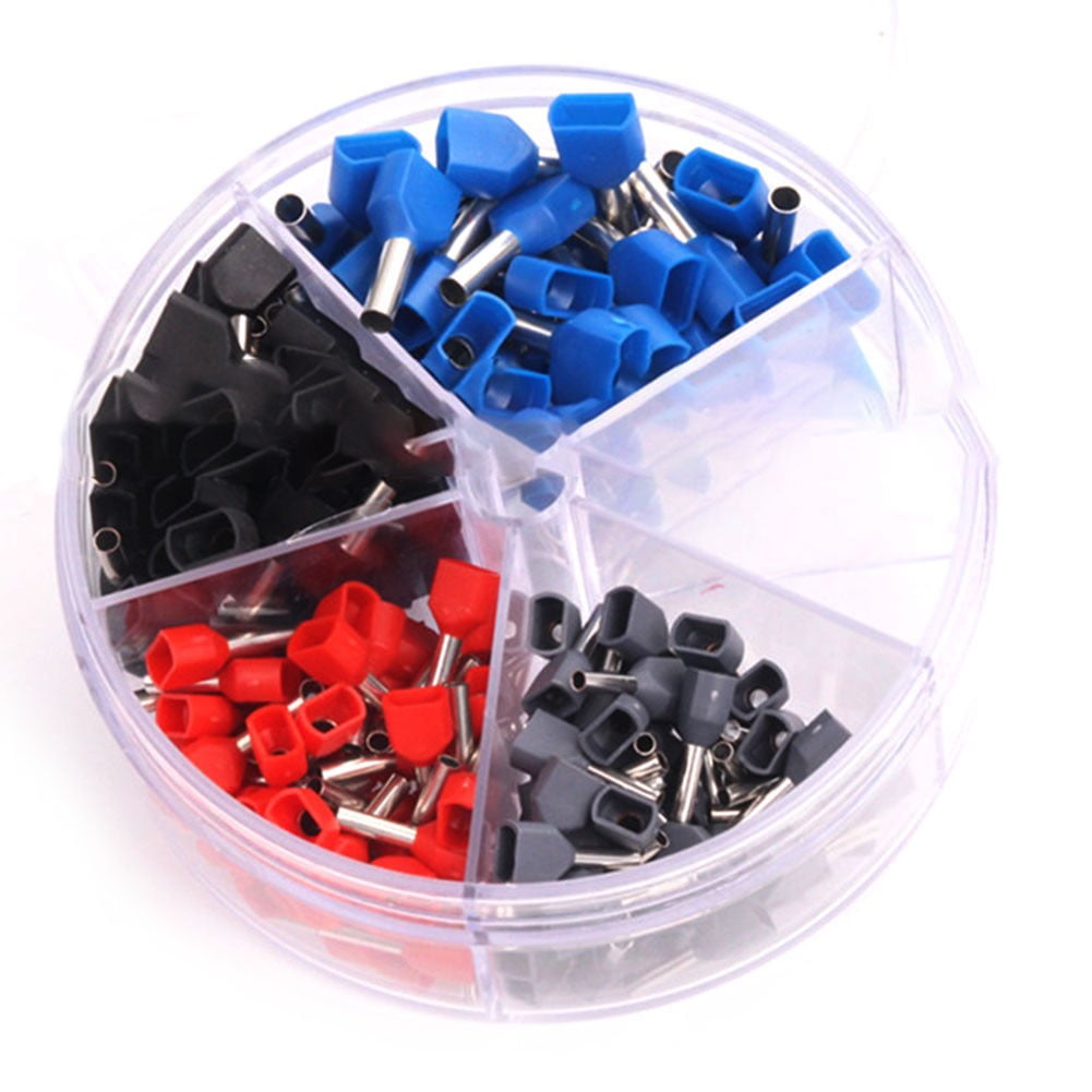 200Pcs Round Boxed Double Wire Tube Insulated Terminal Block - Walmart.com