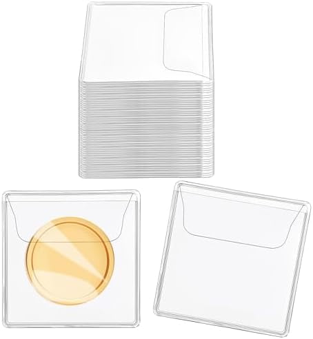 200Pcs Single Pocket Coin Flips Coin Sleeves Holders Clear PVC Coin ...