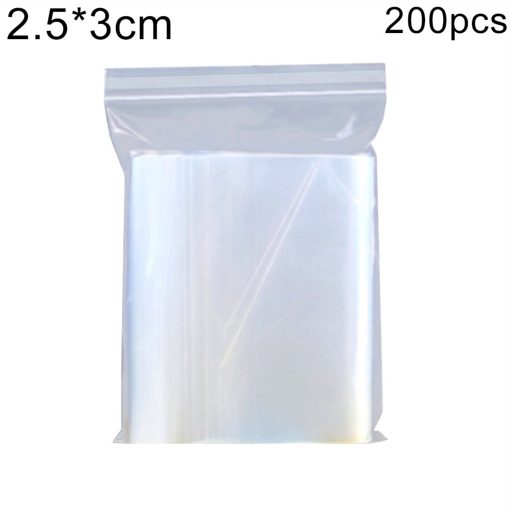 200Pcs Small Clear Poly Zipper Bags Reclosable Zipper Lock Storage ...