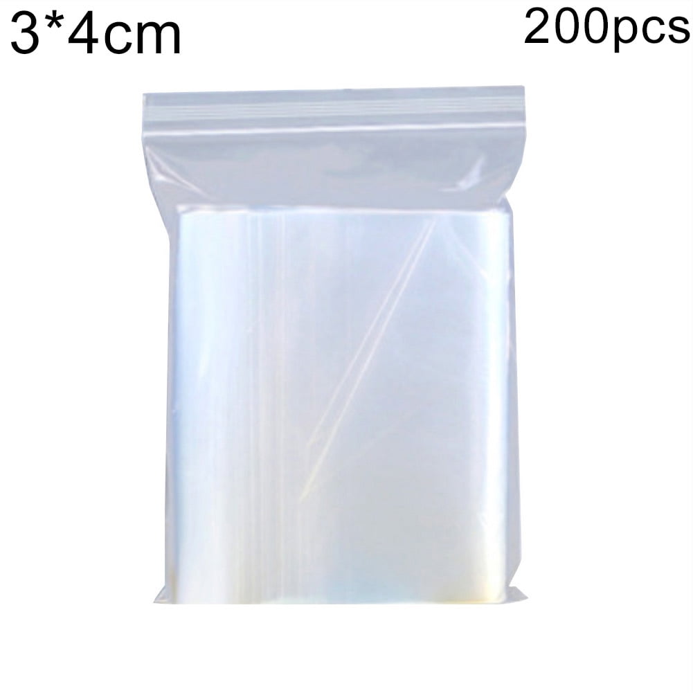 200Pcs Small Clear Poly Zipper Bags Reclosable Zipper Lock Storage ...