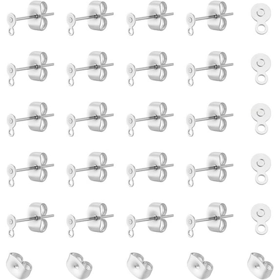 200Pcs Stainless Steel Earring Post Flat Pad Earring Stud with ...