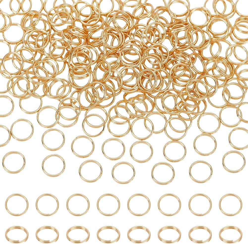200Pcs Stainless Steel Split Jump Rings 18K Gold Plated Double Loops Jump Rings 10mm Key Rings ...