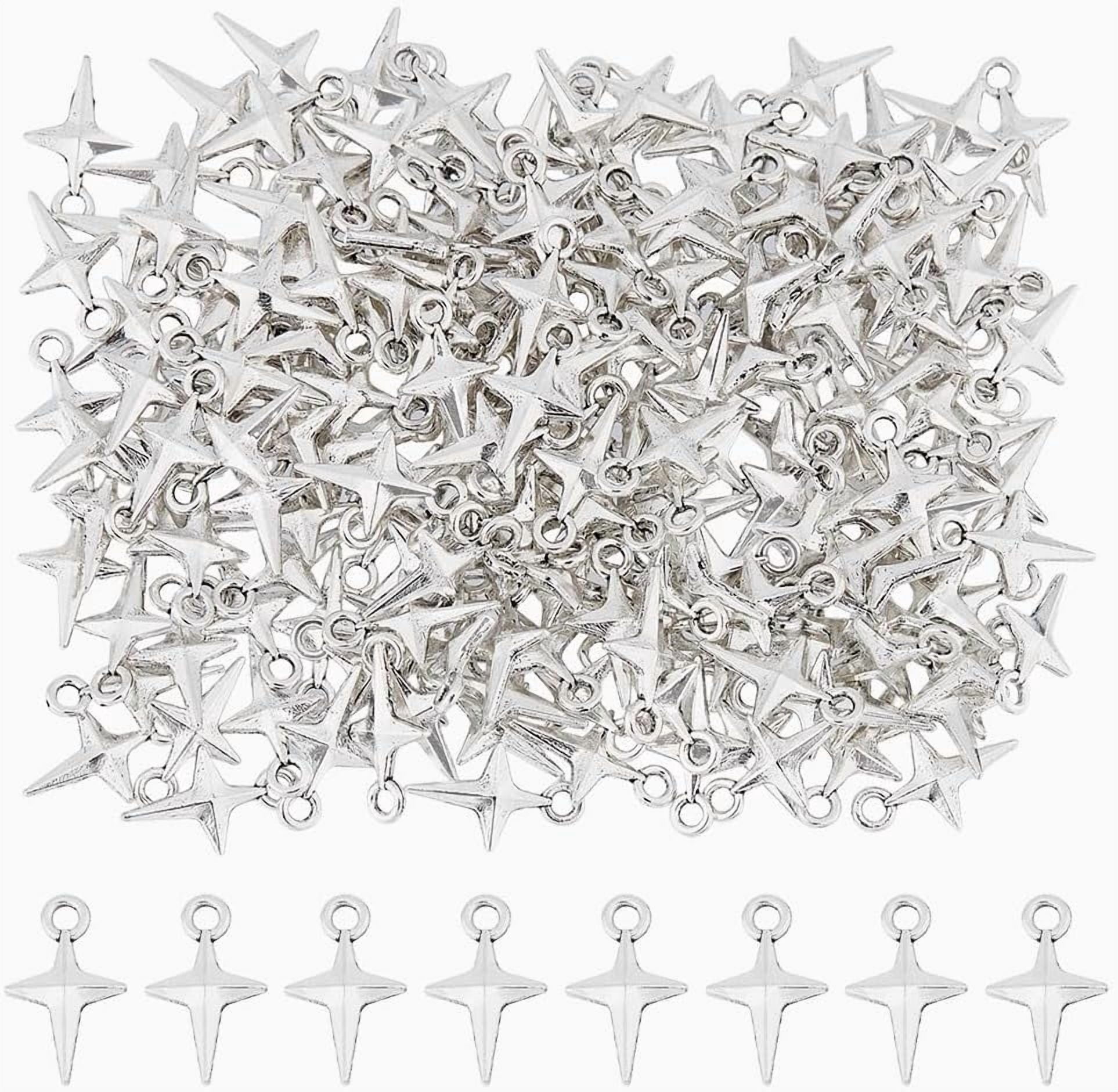 200Pcs Star Charms Four-pointed Star Charms Alloy Mini Stars Pendants ...