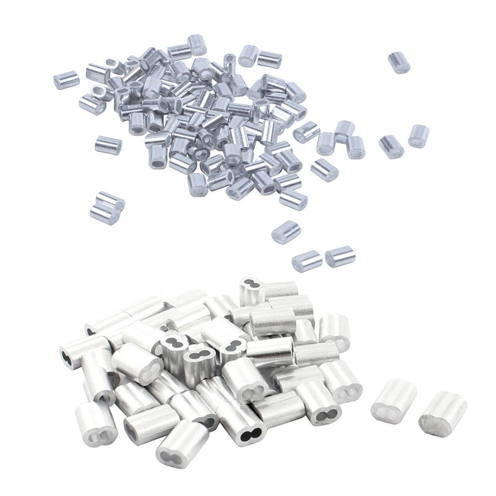 200Pcs Steel Wire Rope Aluminum Ferrules Sleeves Silver - 100Pcs 1Mm ...