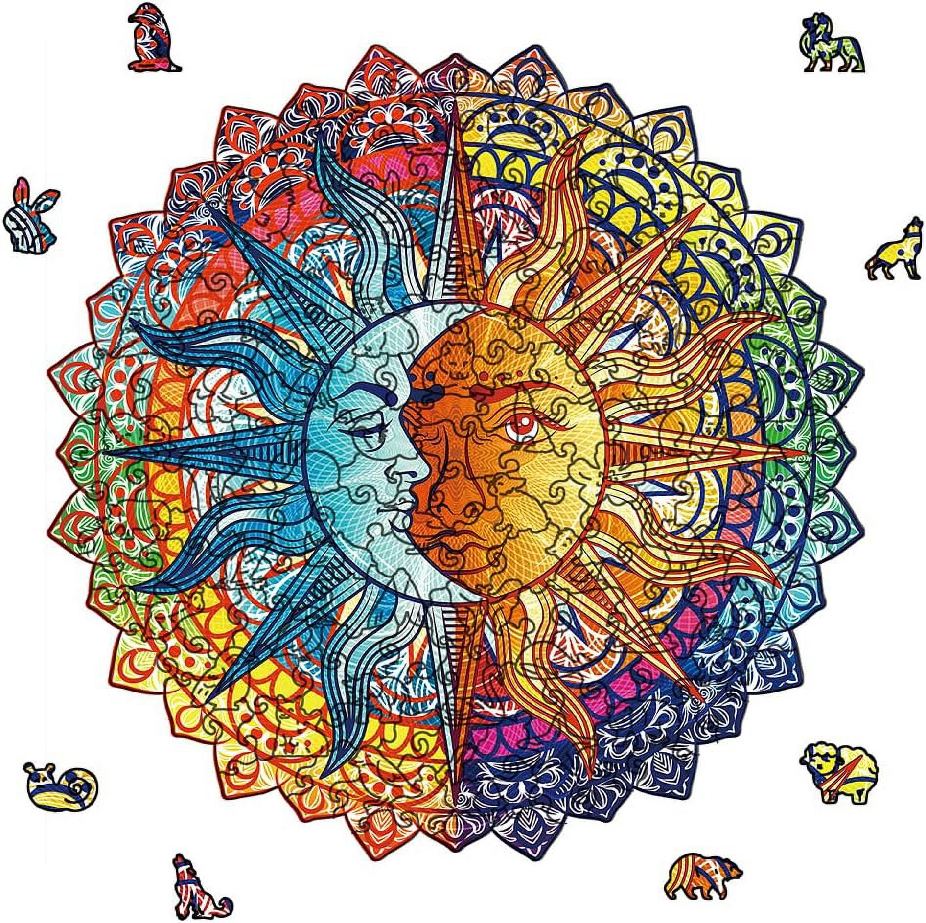 200Pcs Sun and Moon Wooden Jigsaw Puzzles for Adults 11x11inch Sun ...
