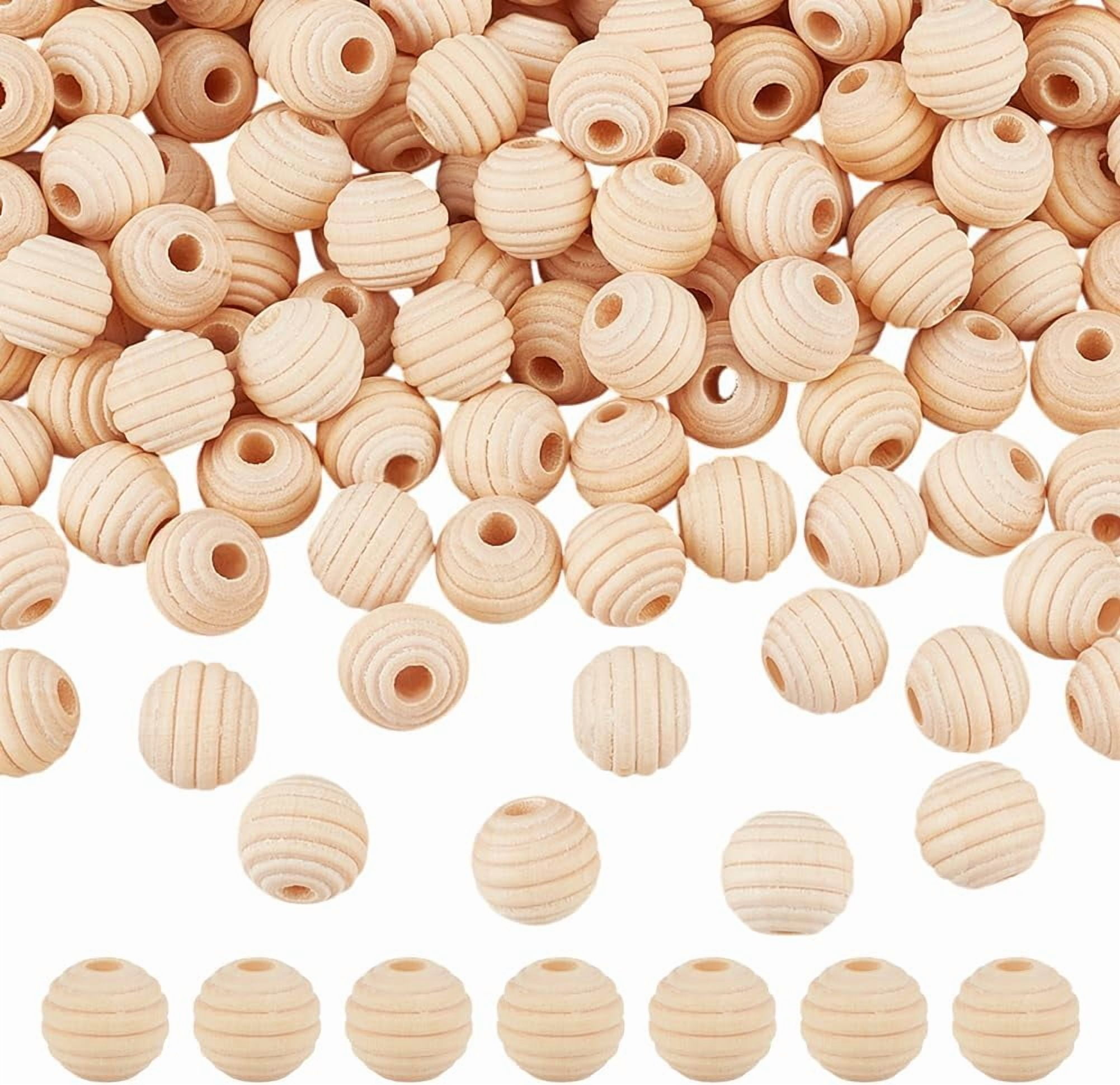 200Pcs Threaded Wooden Beads 12mm Beehive Bead Undyed Round Wood ...