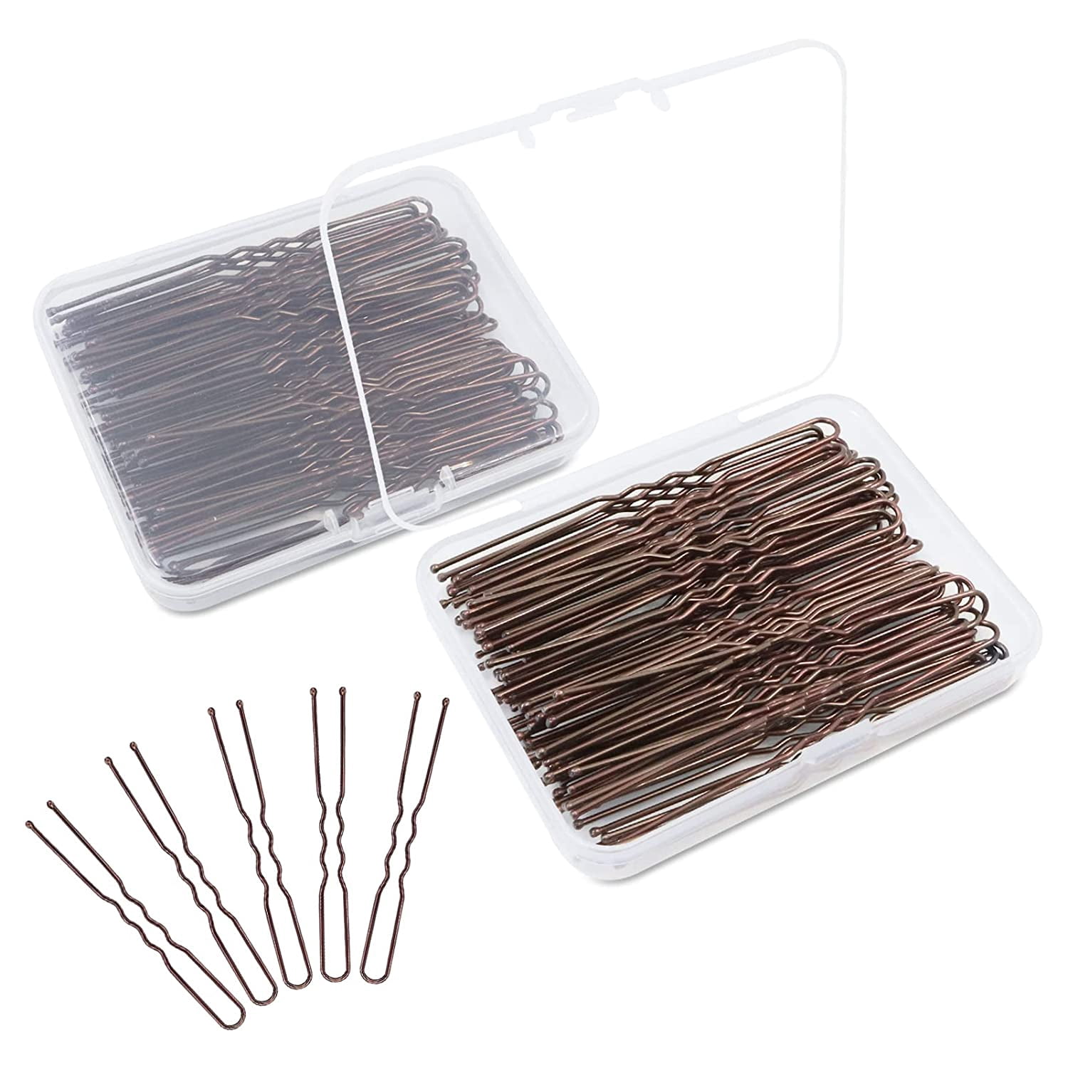 200Pcs U Shaped Hair Pins 2.8 Inch Long with 2 Storage Cases, Bun Bobby ...
