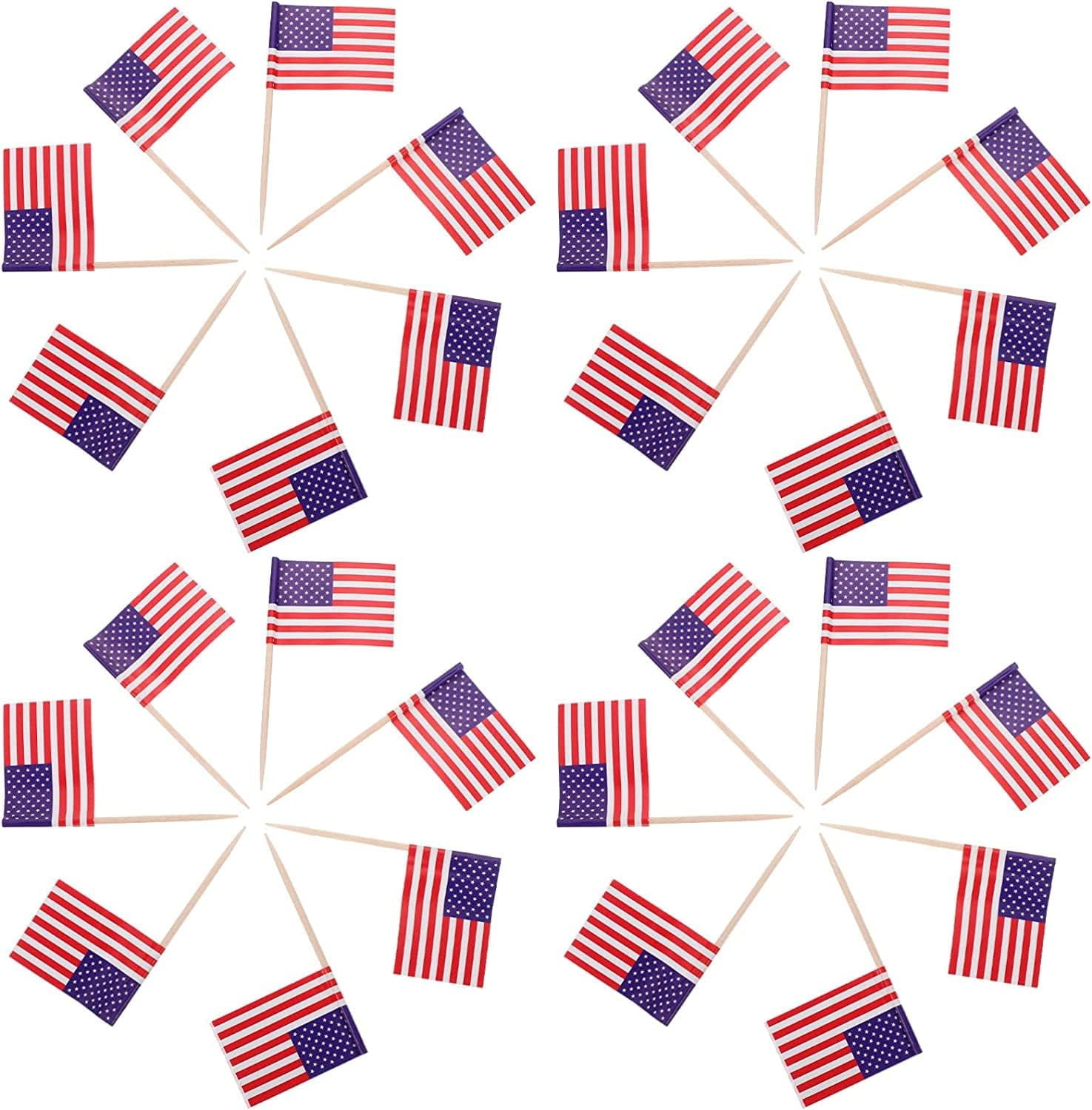 200Pcs USA American Flag US Toothpick Flags US Flags Mini Stick Cupcake ...