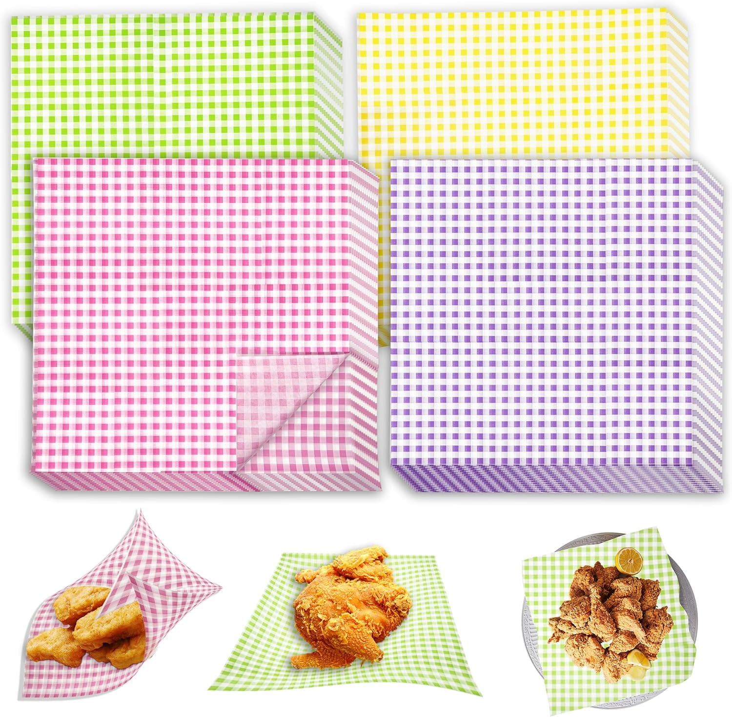 200Pcs Wax Paper Sheets 12" x 12" Checkered Dry Waxed Deli Paper ...