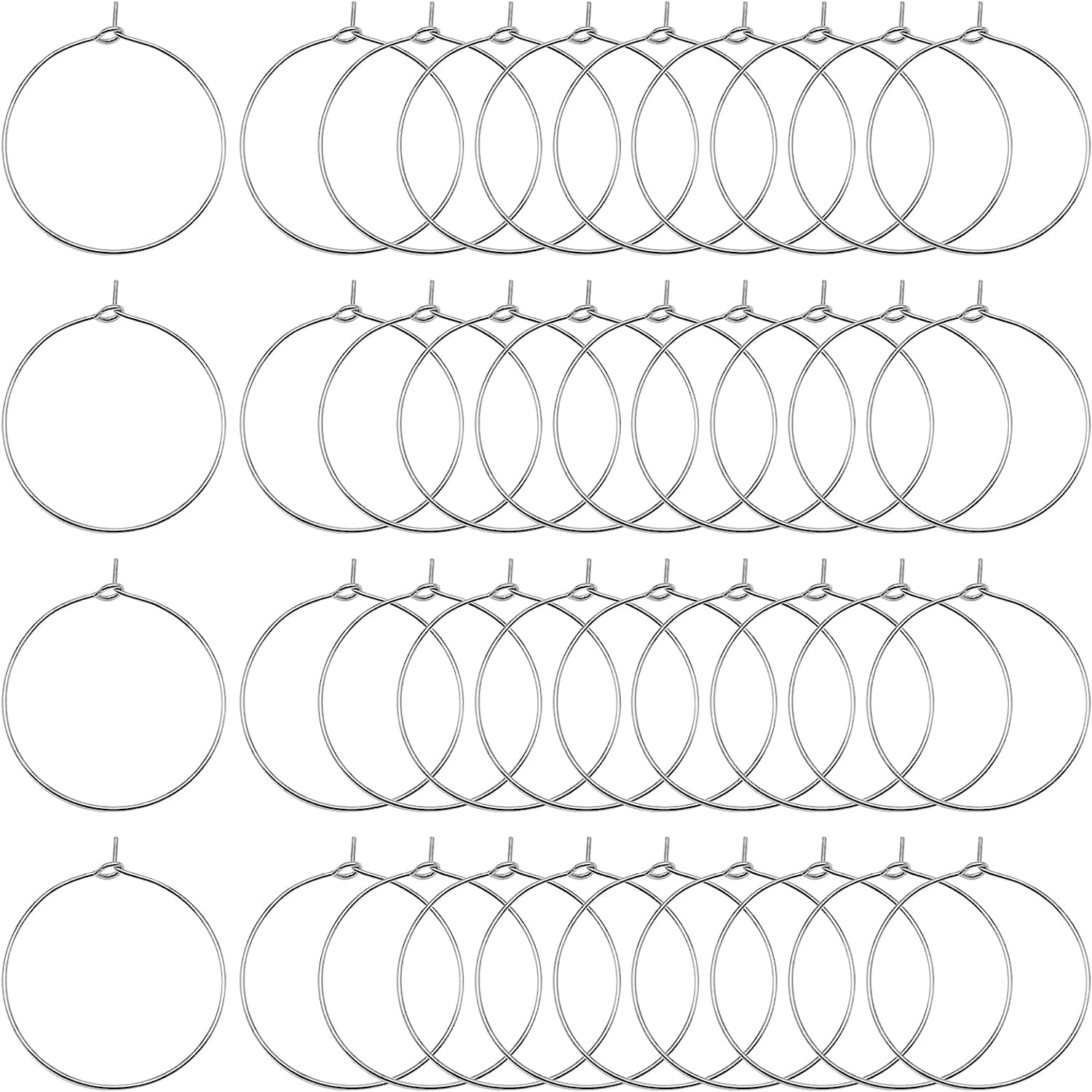 200Pcs Wine Glass Rings Earring Hoops 25mm Hypoallergenic Round Hoop ...
