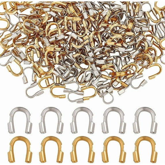 200Pcs Wire Guardian 2 Color U Shape Brass Metal Wire Guard Loops ...