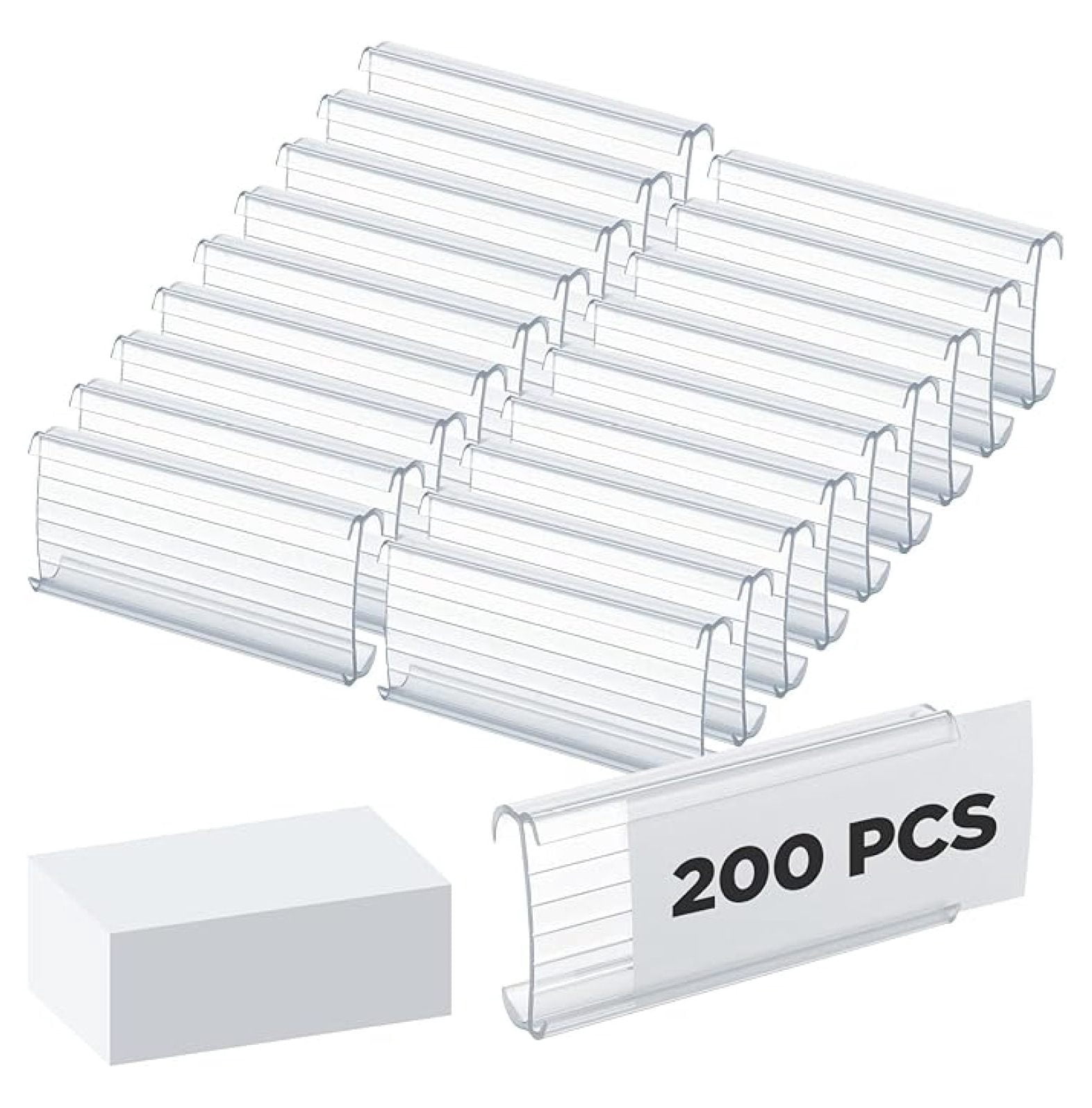 200Pcs Wire Shelf Label Holders with 200Pcs Paper Inserts, Plastic Wire ...