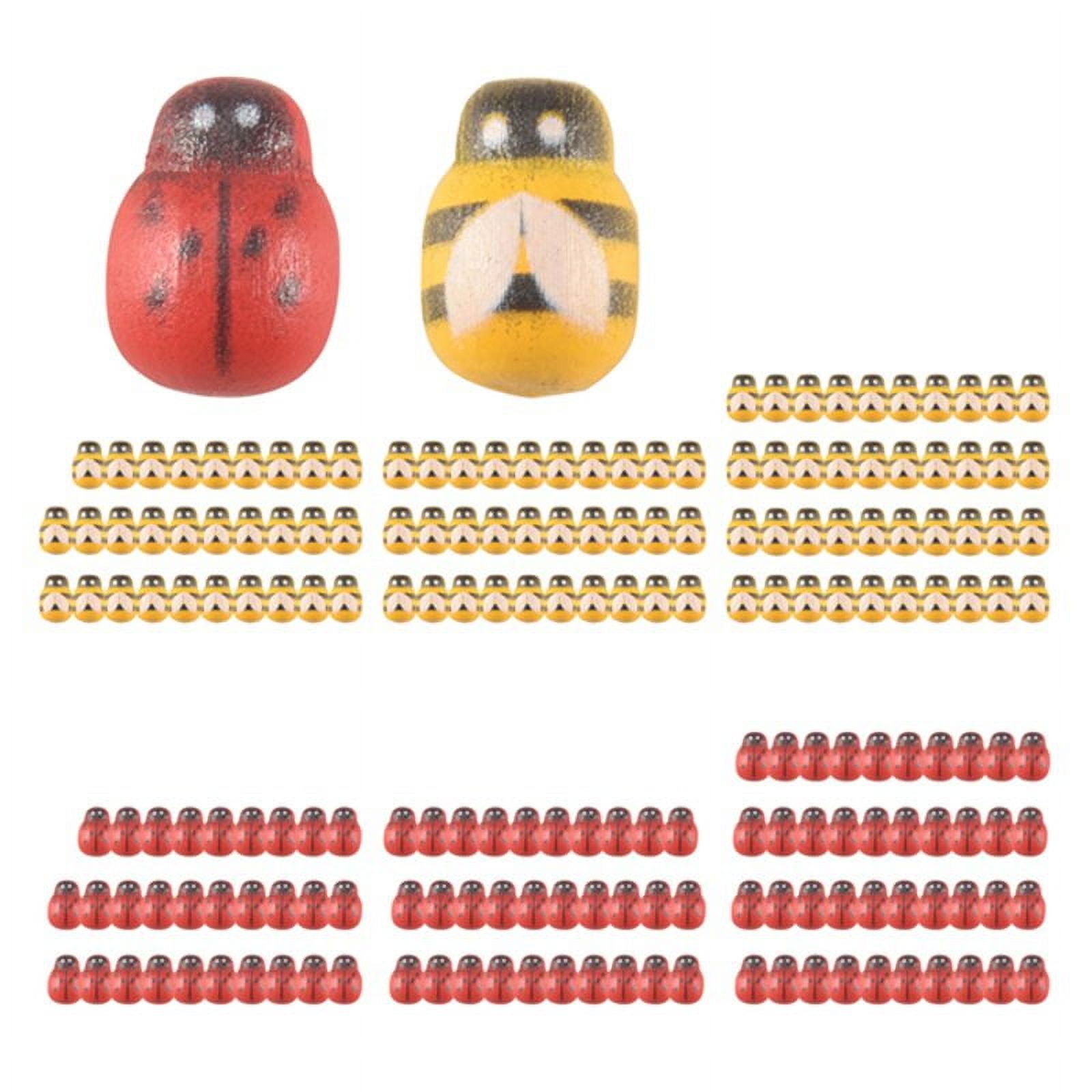 200Pcs Wooden Bees Ladybugs, Wooden Bumble Bees & Ladybugs for Crafts ...