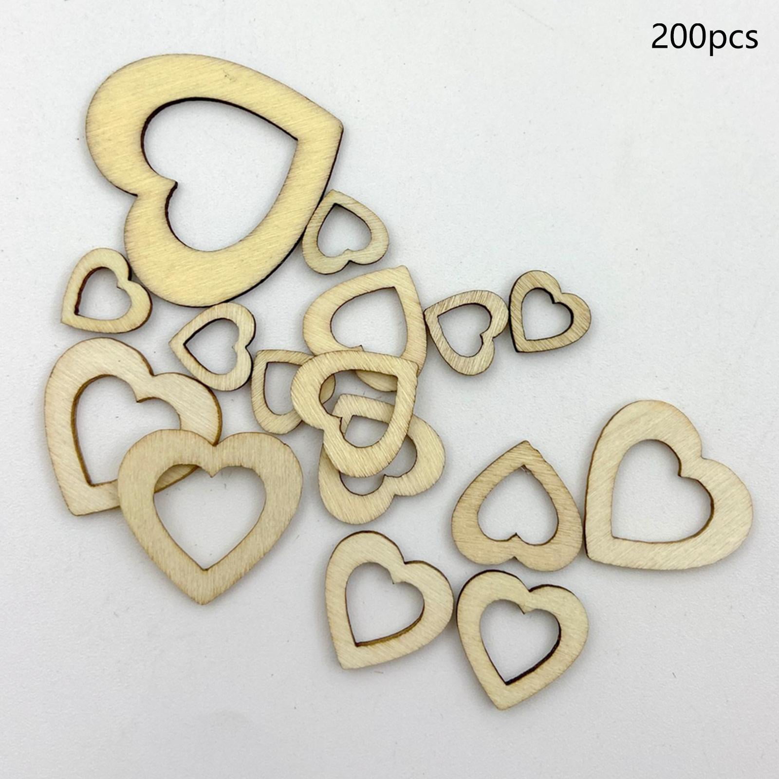 200Pcs Wooden Natural Heart Cutout Shape Wood Slices for Paper Craft ...