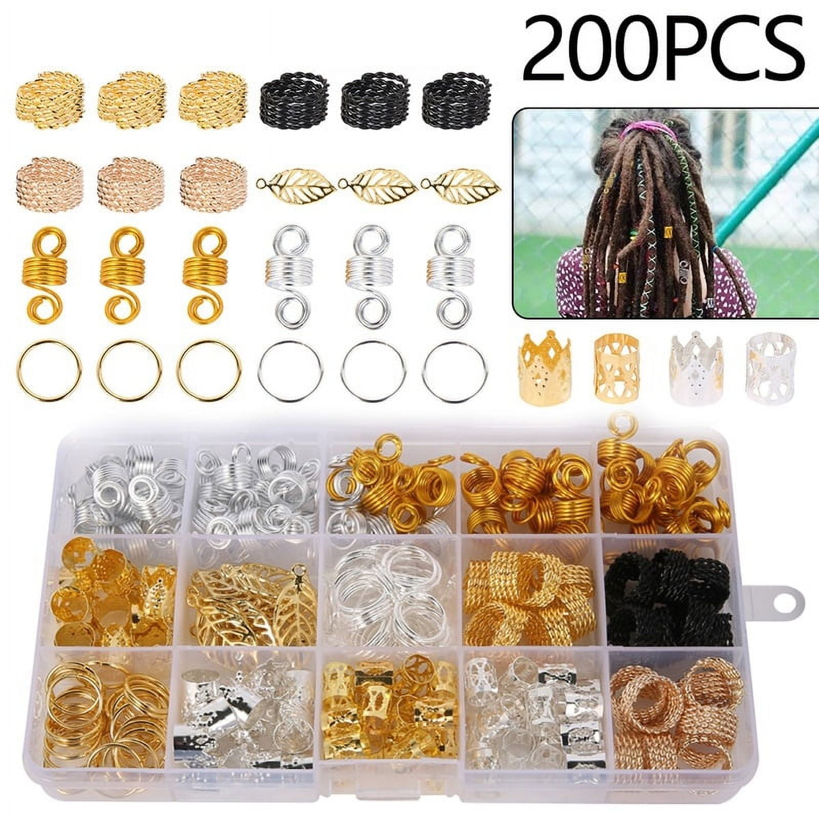 200Pcs/box Metal Hair Cuffs Hair Braiding Bead Metal Sheets Ring Braid ...