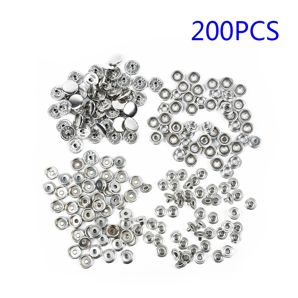 200Piece(50 Sets)Stainless Socket Fastener Snap Set Press Stud Button ...