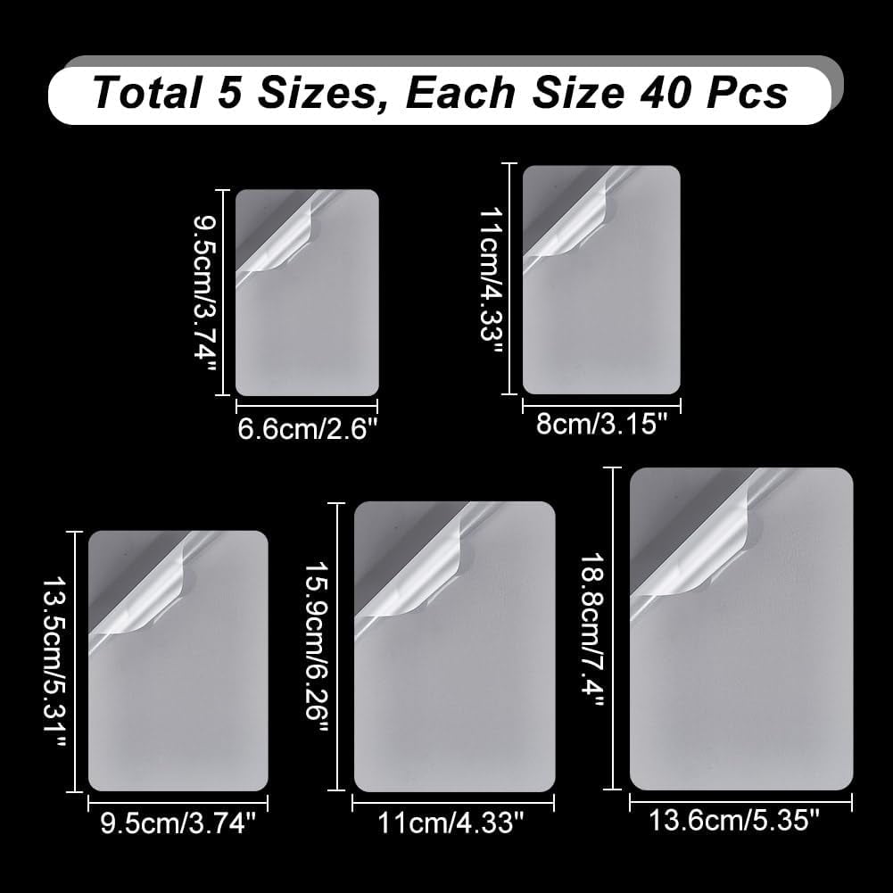 200Sheets 5Sizes Thermal Laminating Pouches Clear Laminating Pouch Film ...