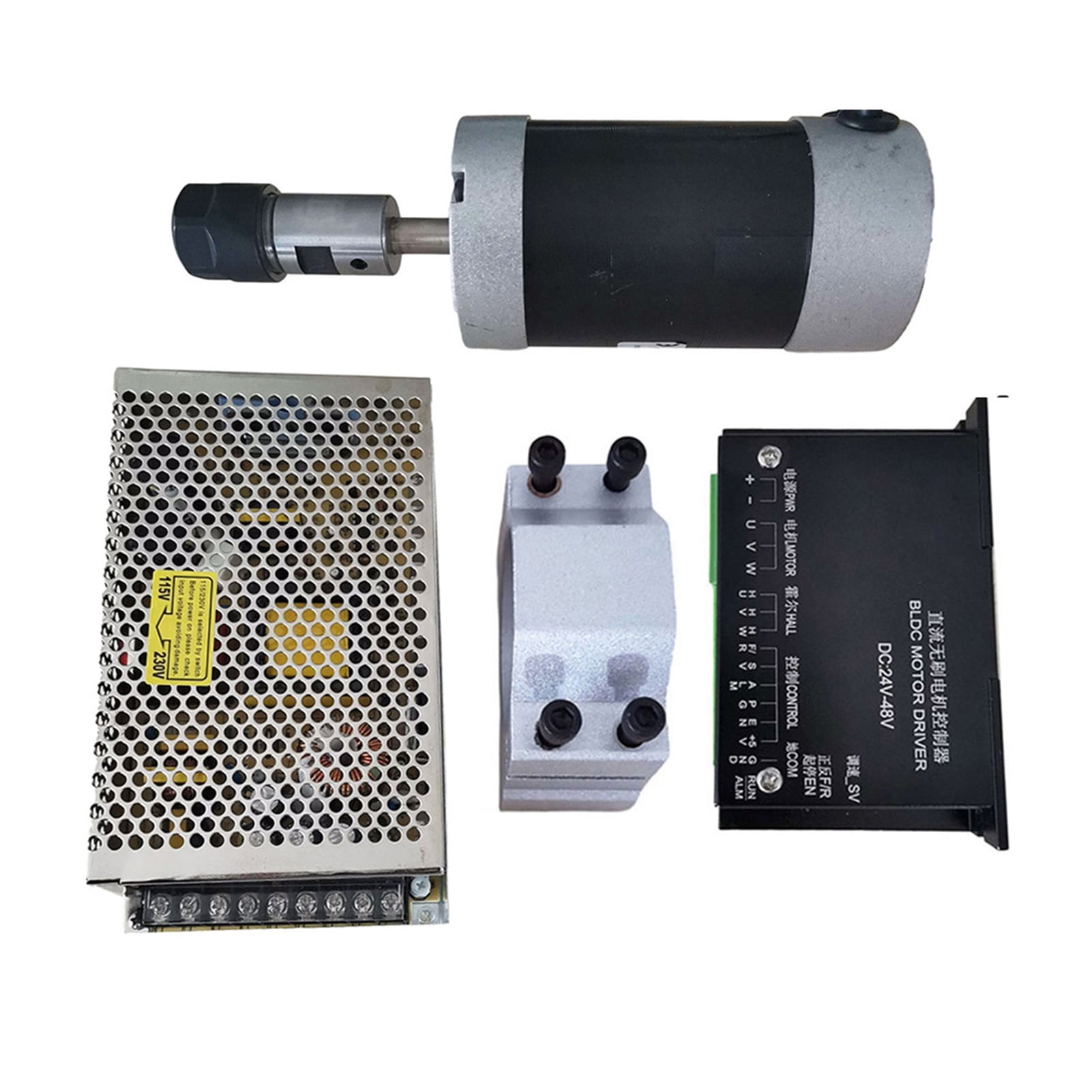 200W/0.2KW /ER16 Brushless DC Spindle Motor+55MM Clamp With Screws+20 ...