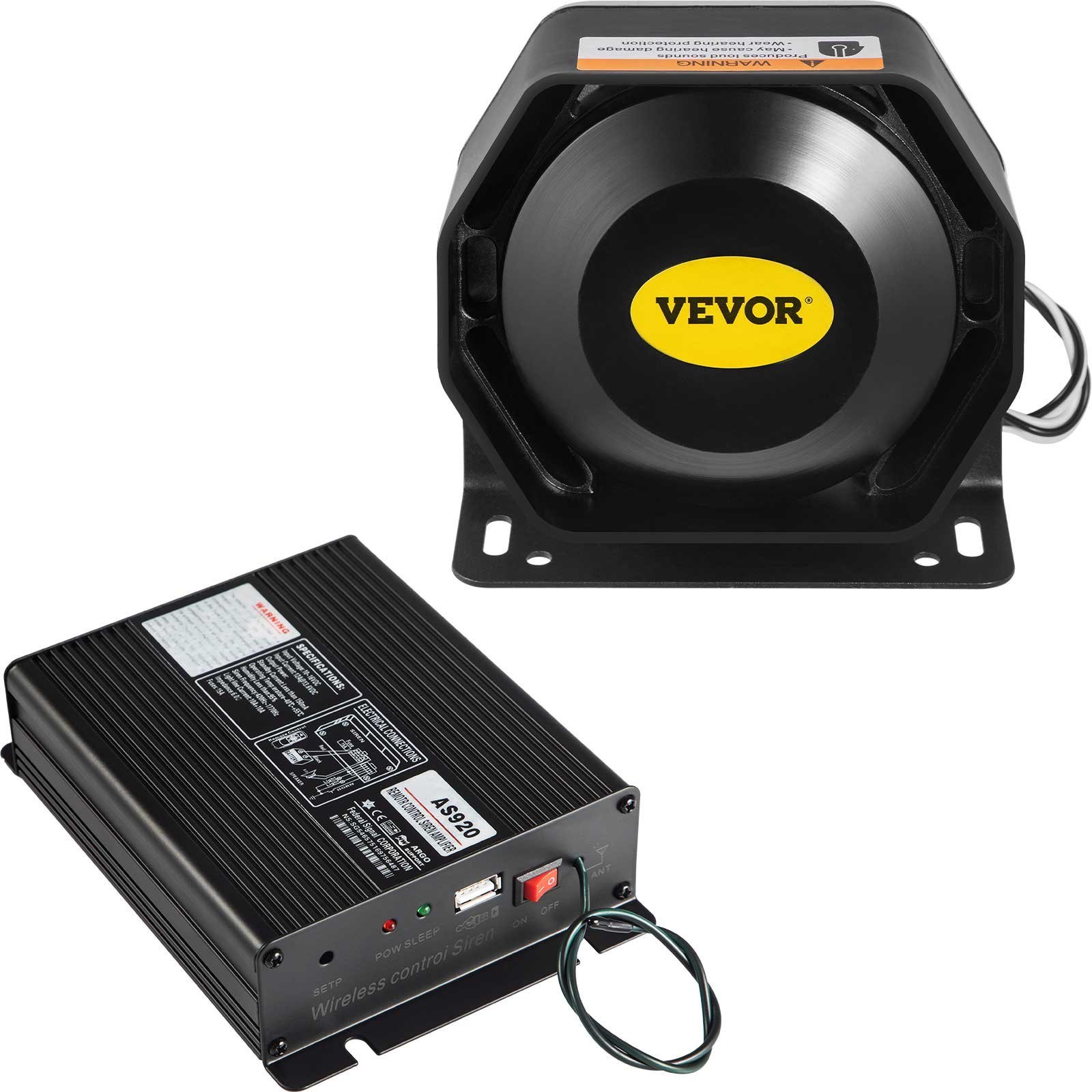 VEVOR 400W 8 Sound Loud Car Warning Police Fire Emergency Alarm Fire ...