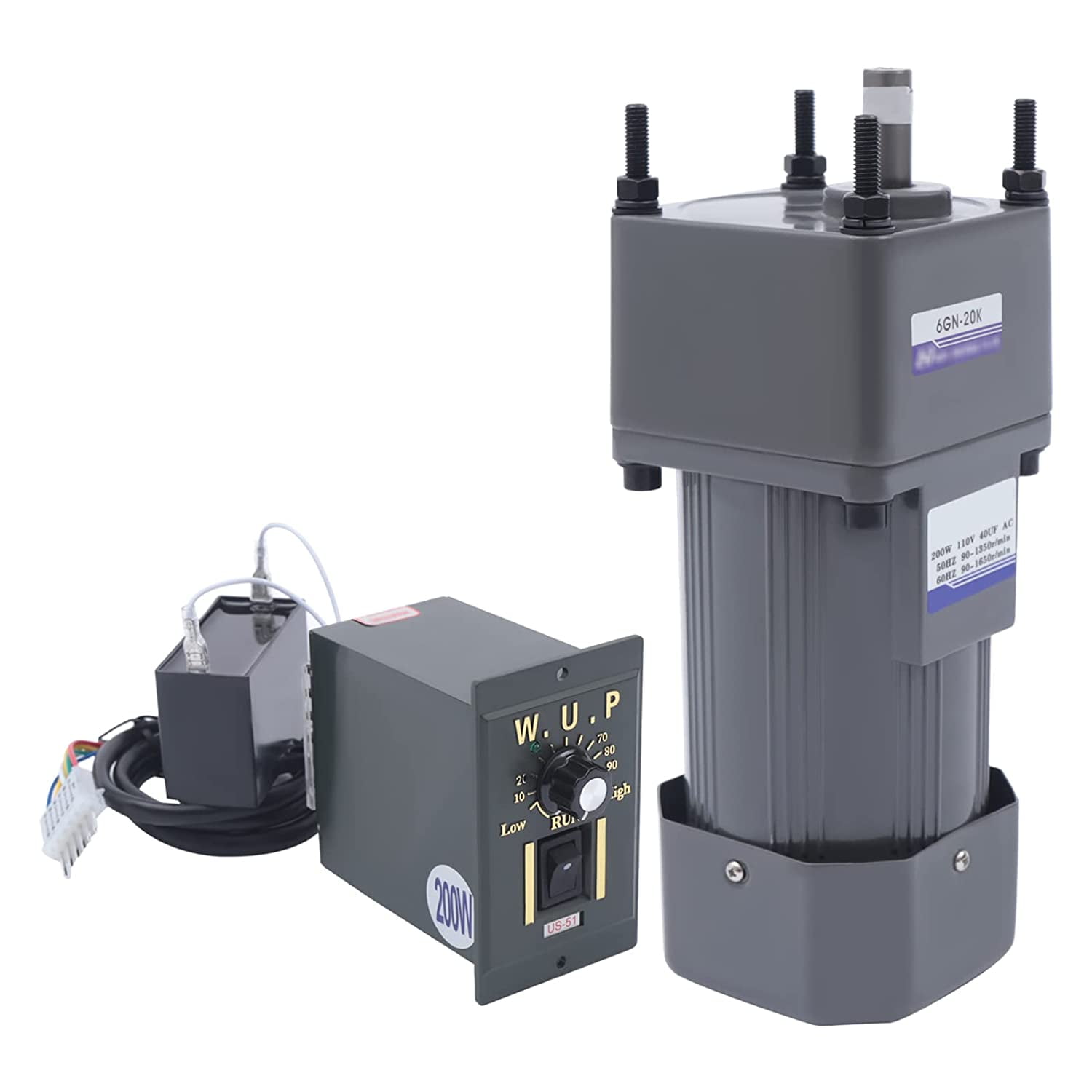 200W 20K AC110V Adjustable Variable Gear Reducer Motor with Speed ...